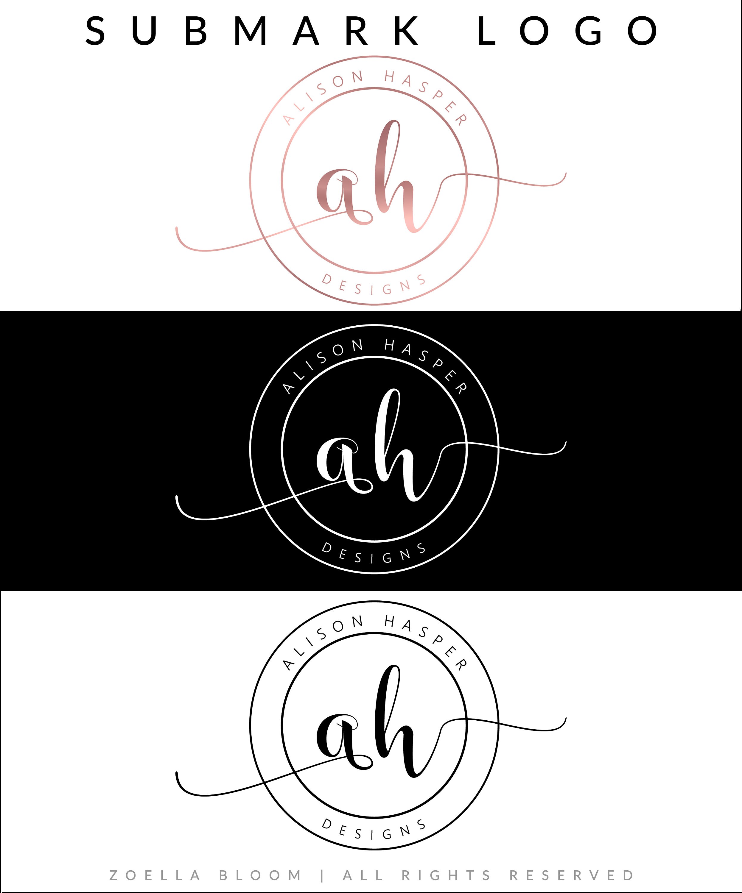 Elegant Premade Rose Gold Watermark Logo Branding Logo Set - Etsy