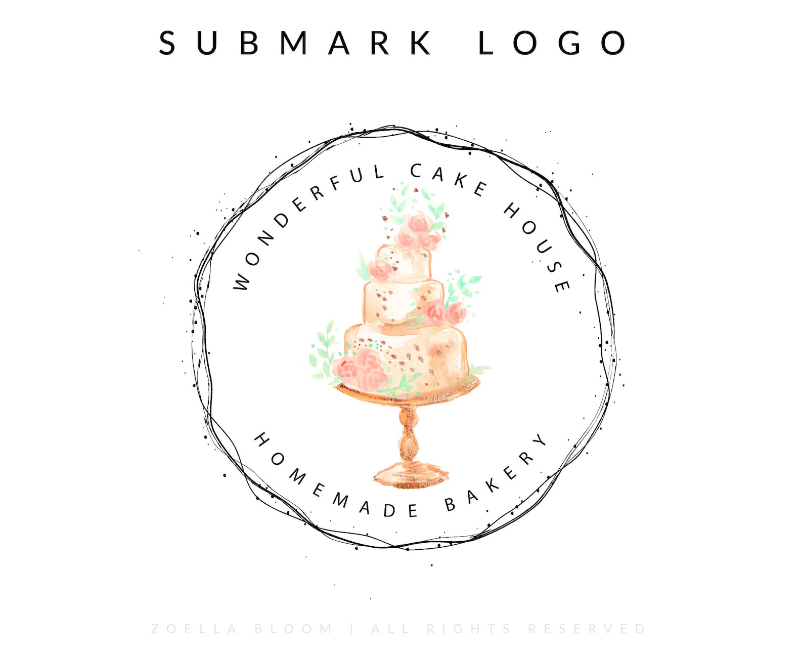 Bakery Logo, Cakery Branding Kit, Watercolor Cake Logo, Artisan Cakes ...
