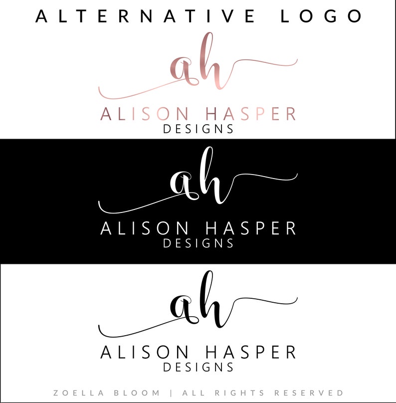 Elegant Premade Rose Gold Watermark Logo Branding Logo Set - Etsy