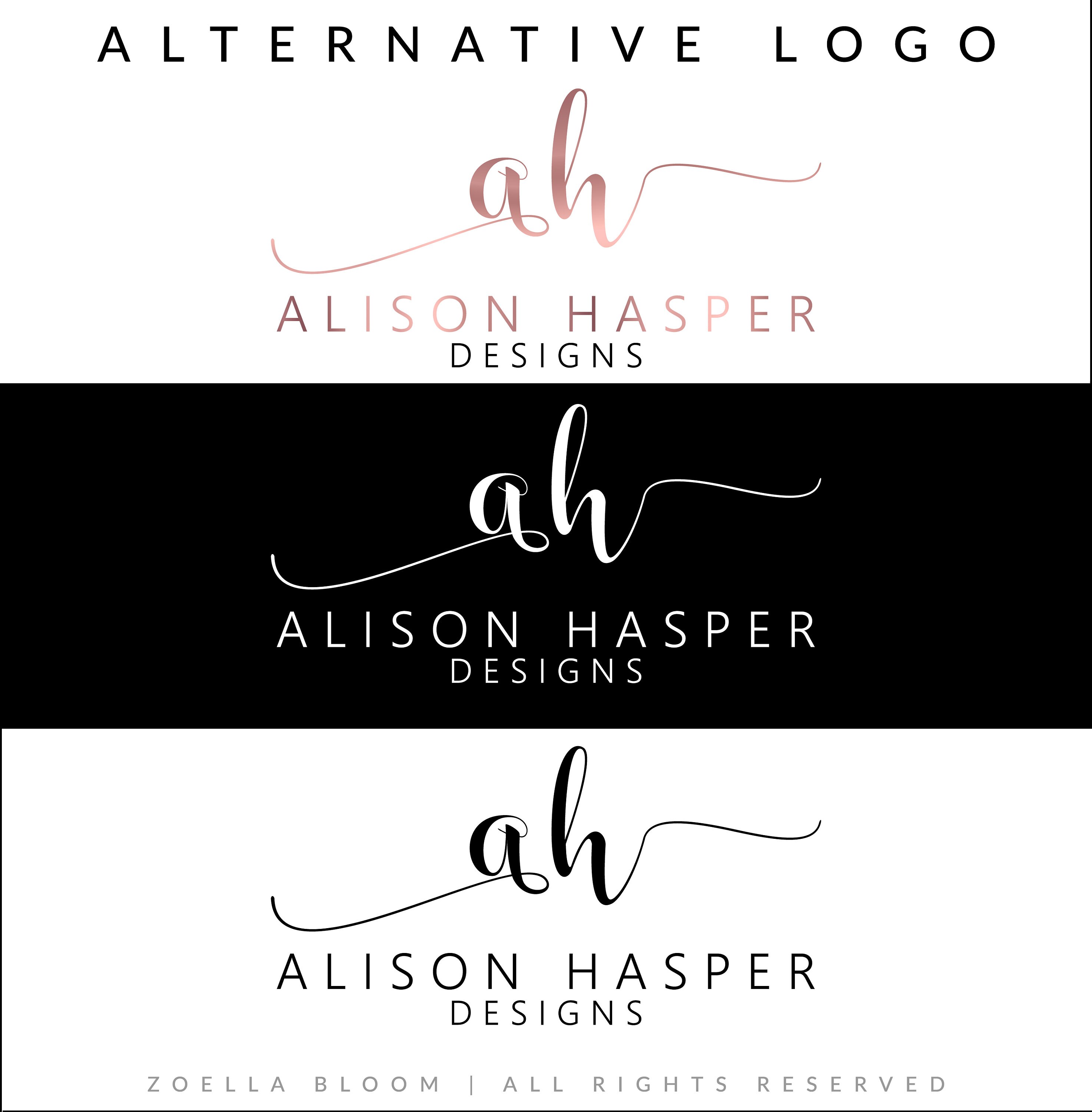 Elegant Premade Rose Gold Watermark Logo Branding Logo Set Boutique ...