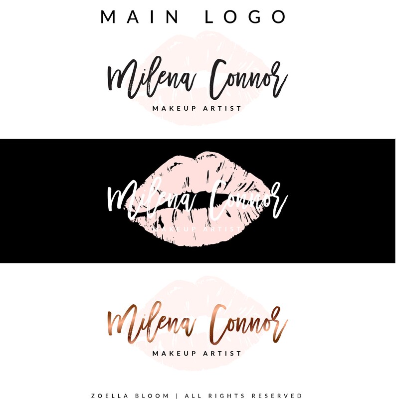 Makeup Artist Logo Branding Premade Package Beauty Logo Lip - Etsy