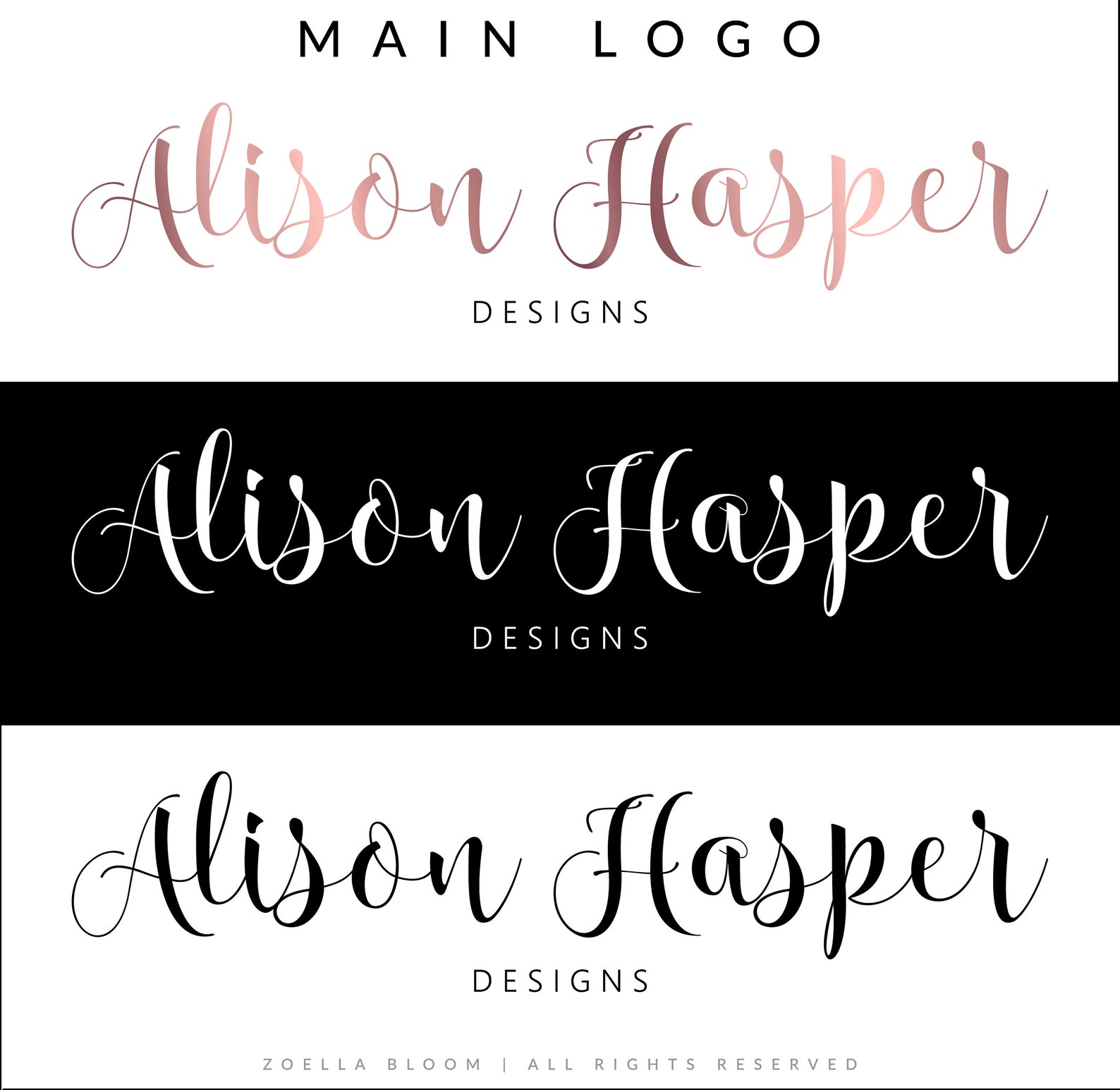 Elegant Premade Rose Gold Watermark Logo Branding Logo Set Boutique ...