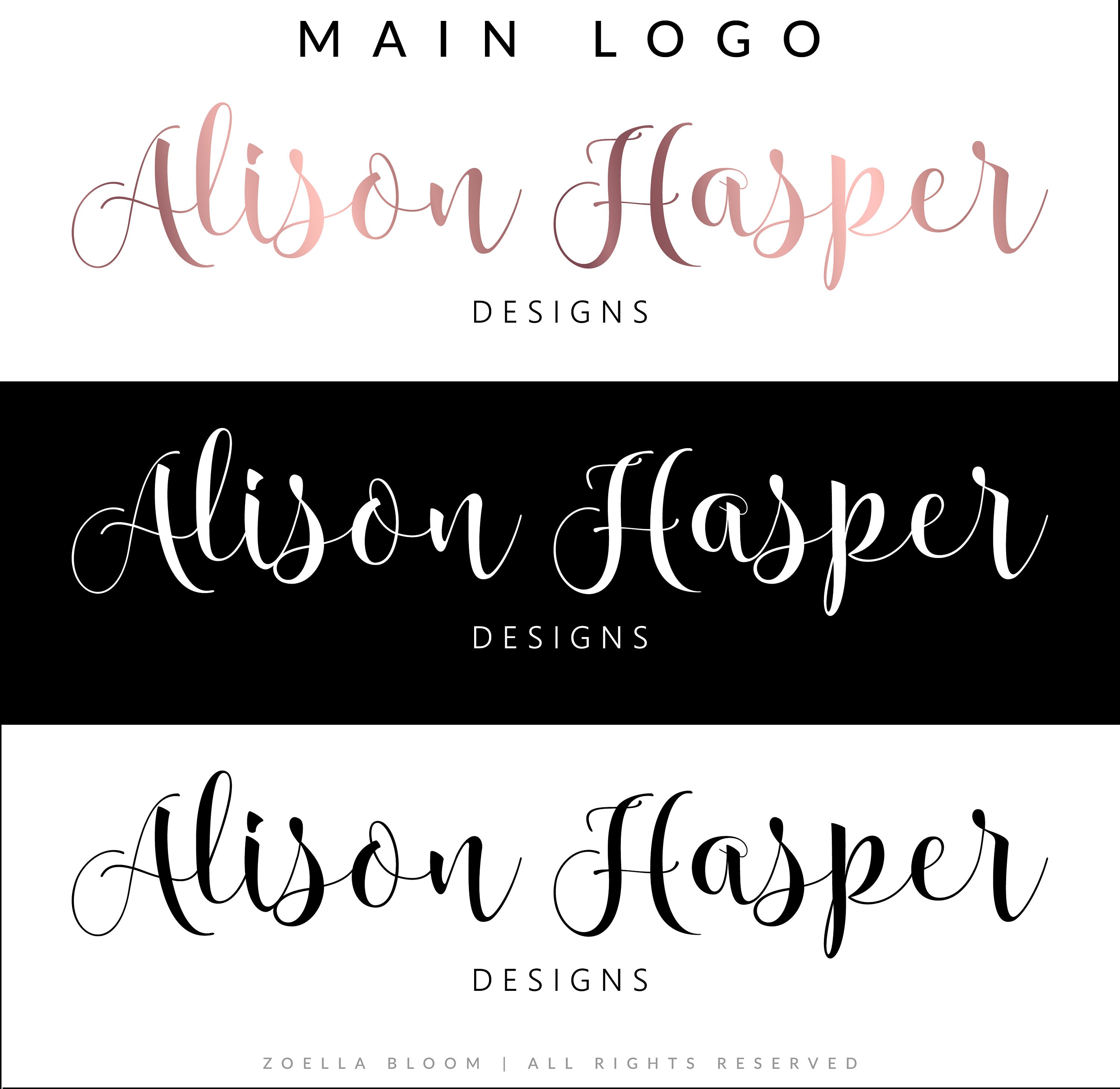 Elegant Premade Rose Gold Watermark Logo Branding Logo Set - Etsy