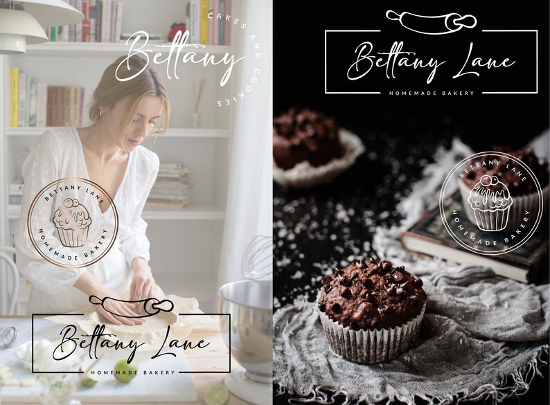 Bakery Rose Gold Logo Design, Homemade Cakes and Cookies, Muffin Logo ...