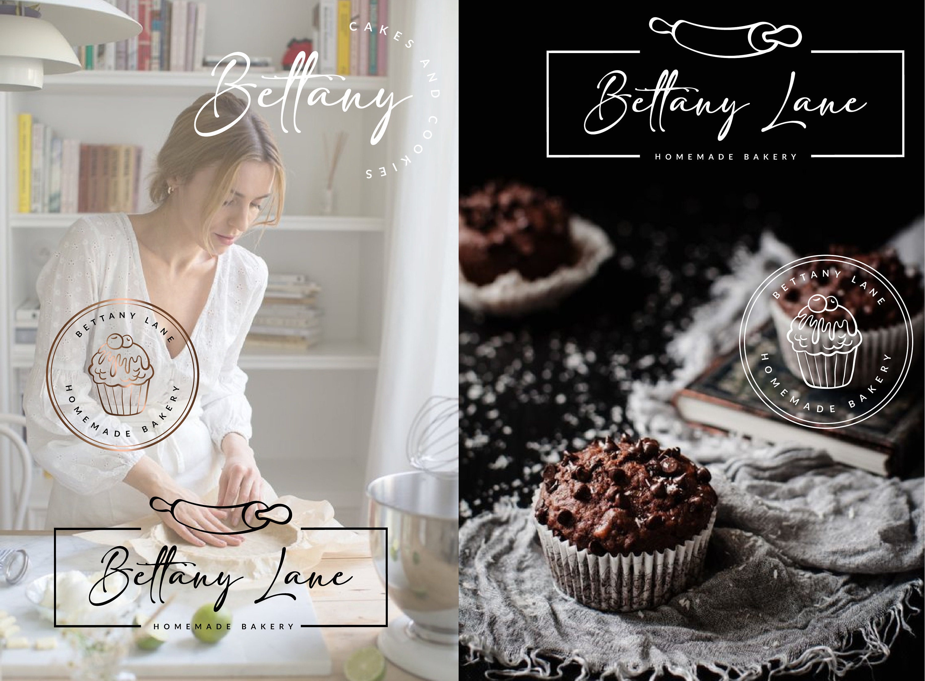 Bakery Rose Gold Logo Design Homemade Cakes and Cookies | Etsy