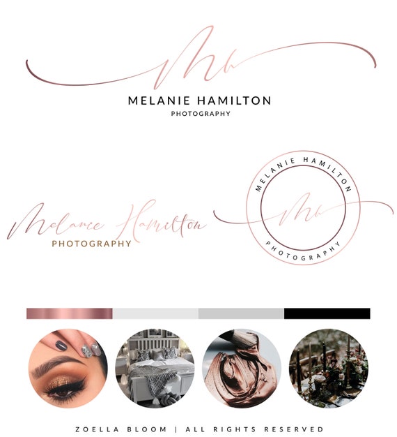 Rose Gold Watermark Modern Logo Business Photography Logo | Etsy
