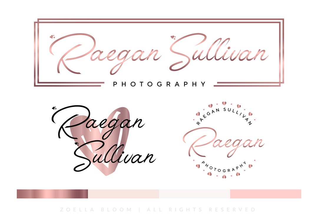 Frame Photography Logo, Rose Gold, Black and White Watermarks ...