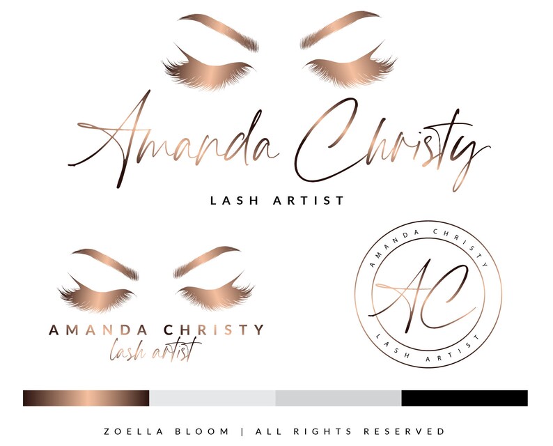 Rose Gold Lash Artist Logo Lash Extension Logo Brow Logo - Etsy