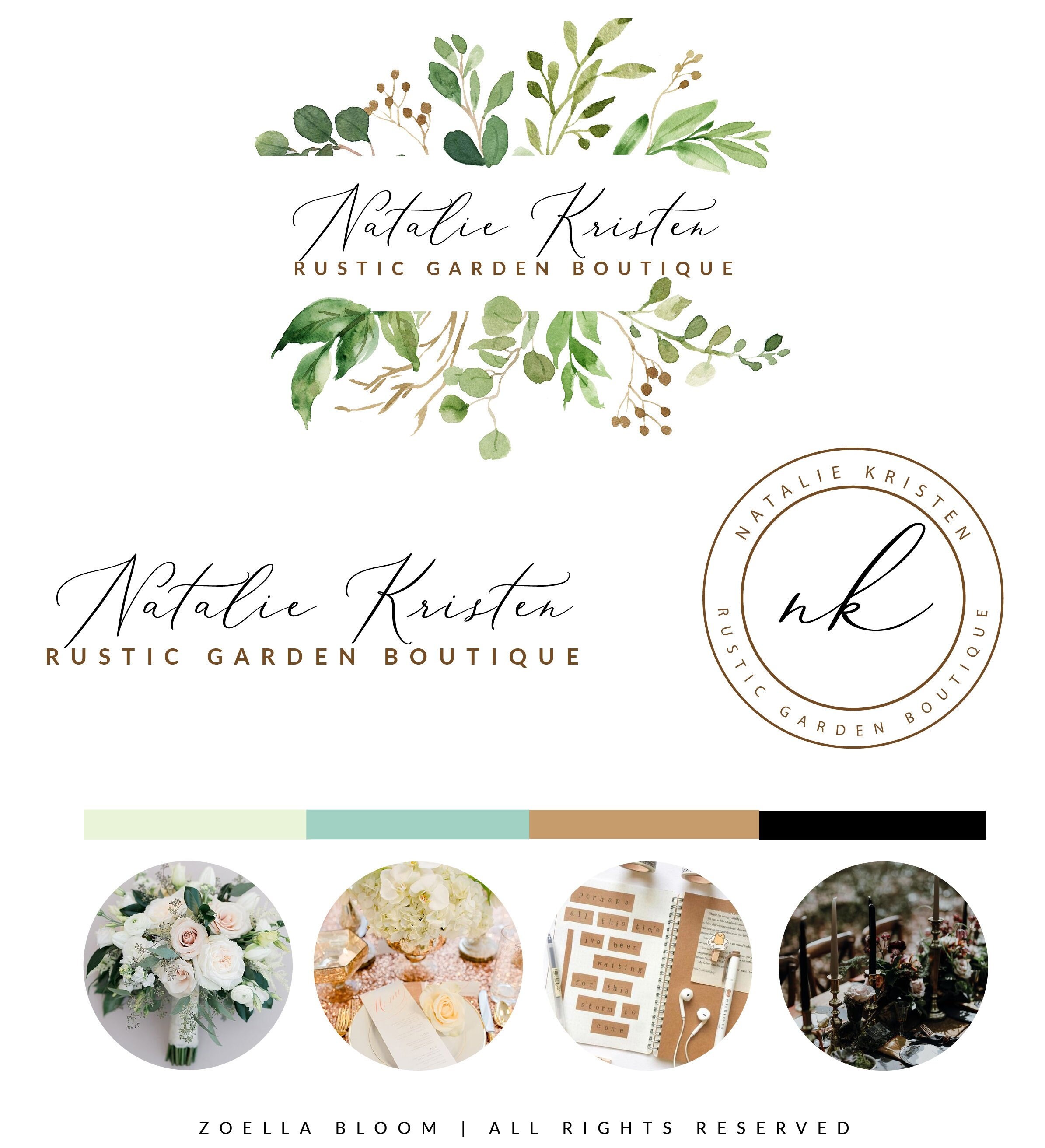 Rustic White Boutique Logo Design Calligraphy Watermark | Etsy