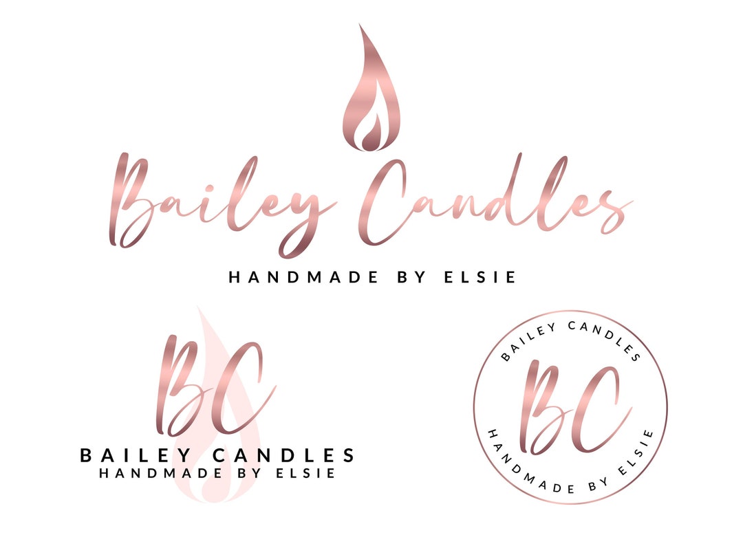 Candle Logo Boutique Handmade Homemade Candles Rose Gold Watermarks ...