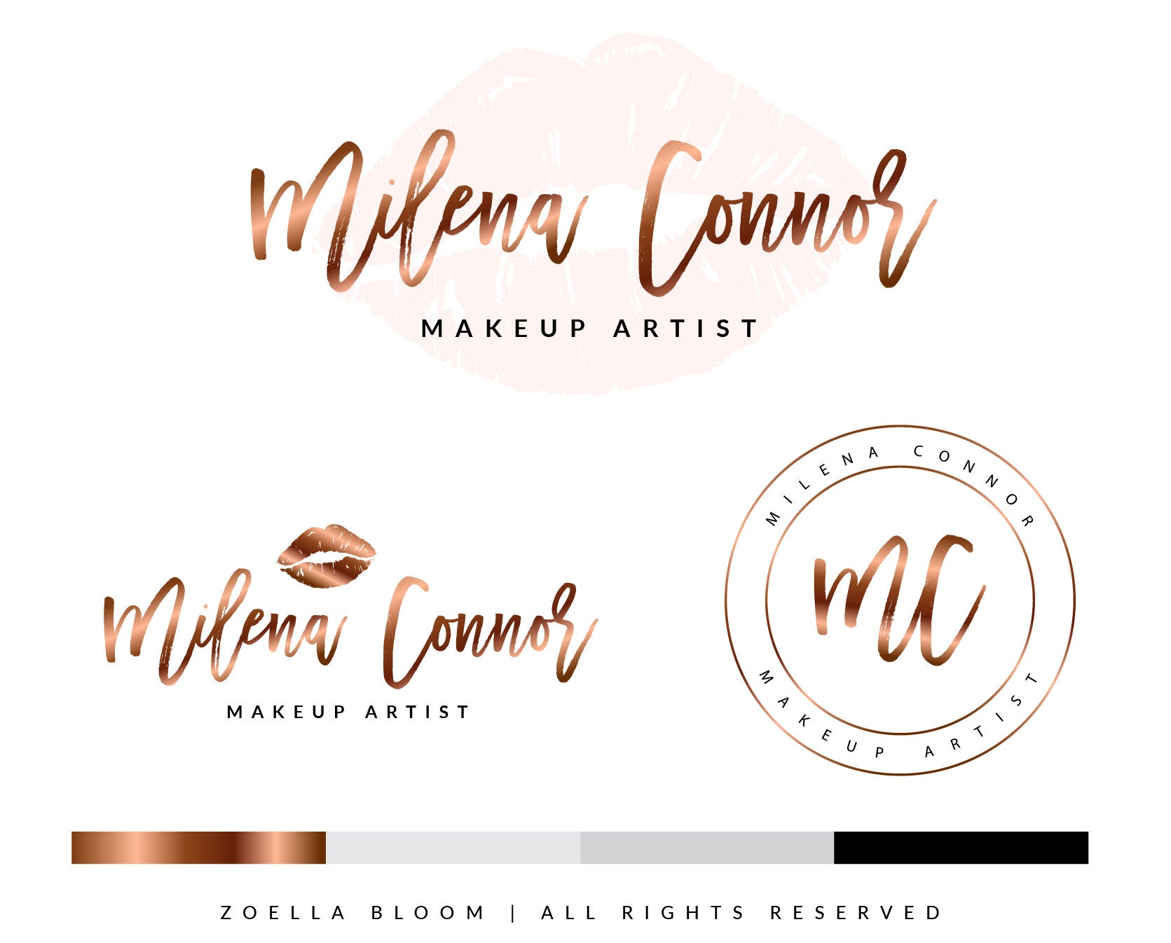 Makeup Artist Logo Branding Premade Package Beauty Logo Lip | Etsy