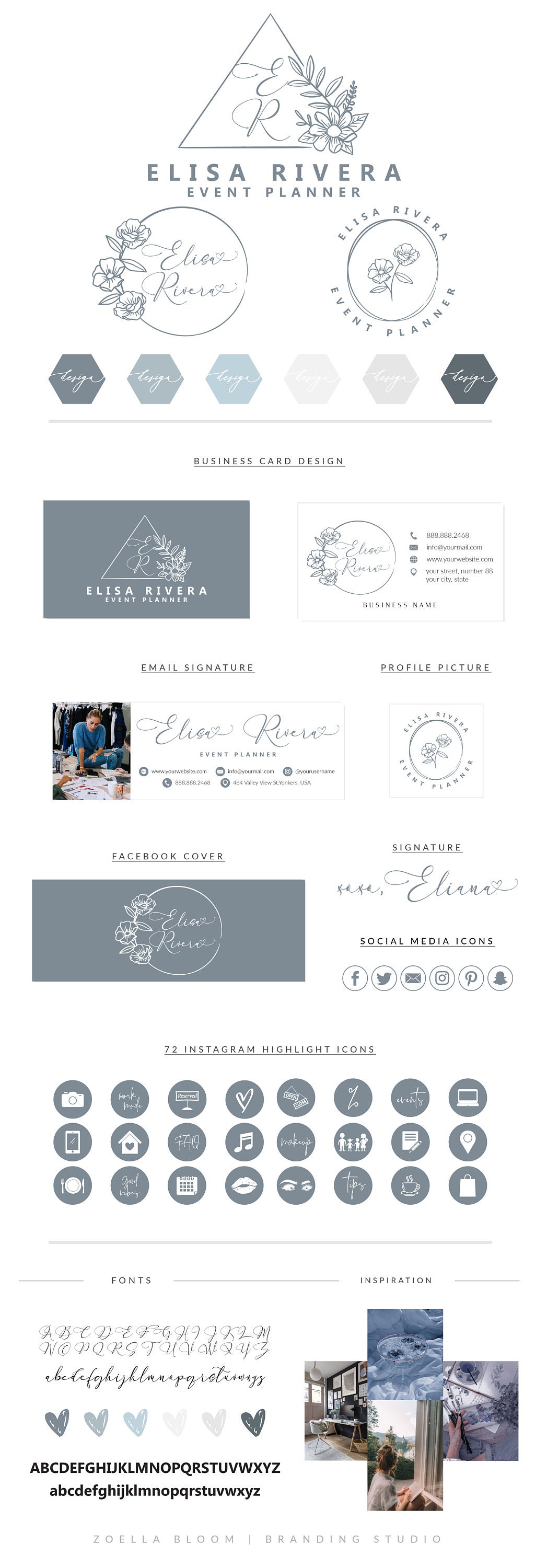 Event Planner Branding Kit Boutique Logo Design Calligraphy - Etsy