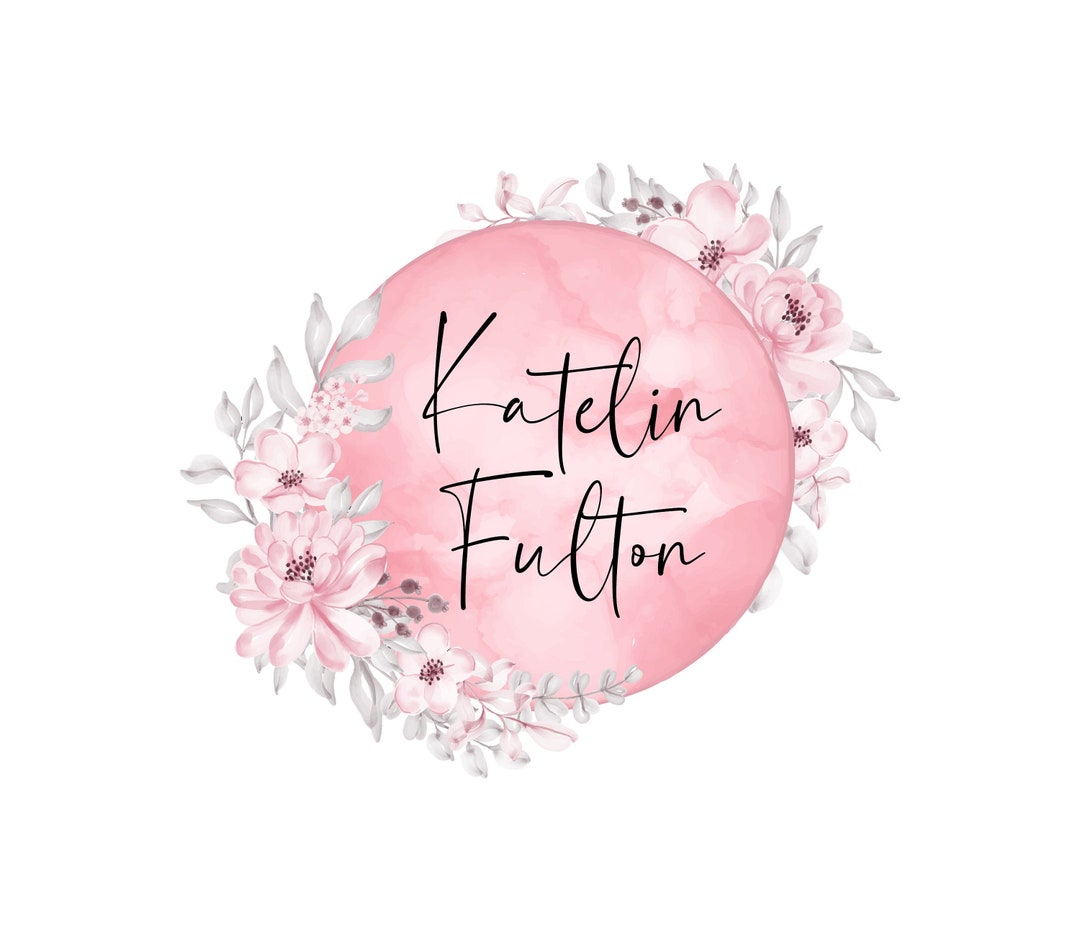 Floral Round Logo Watermark Business Feminine Logo Flowers Watercolor ...
