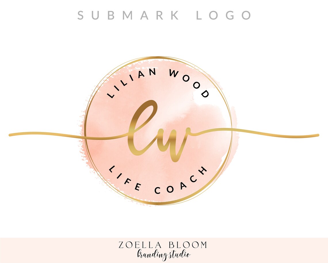 Gold Watercolor Logo Design, Life Coach Logo Design, Watermark ...