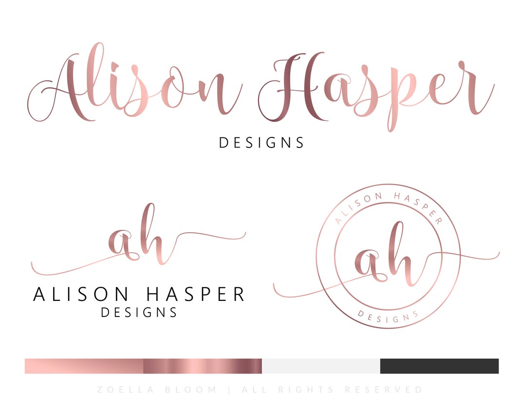Elegant Premade Rose Gold Watermark Logo Branding Logo Set Boutique ...