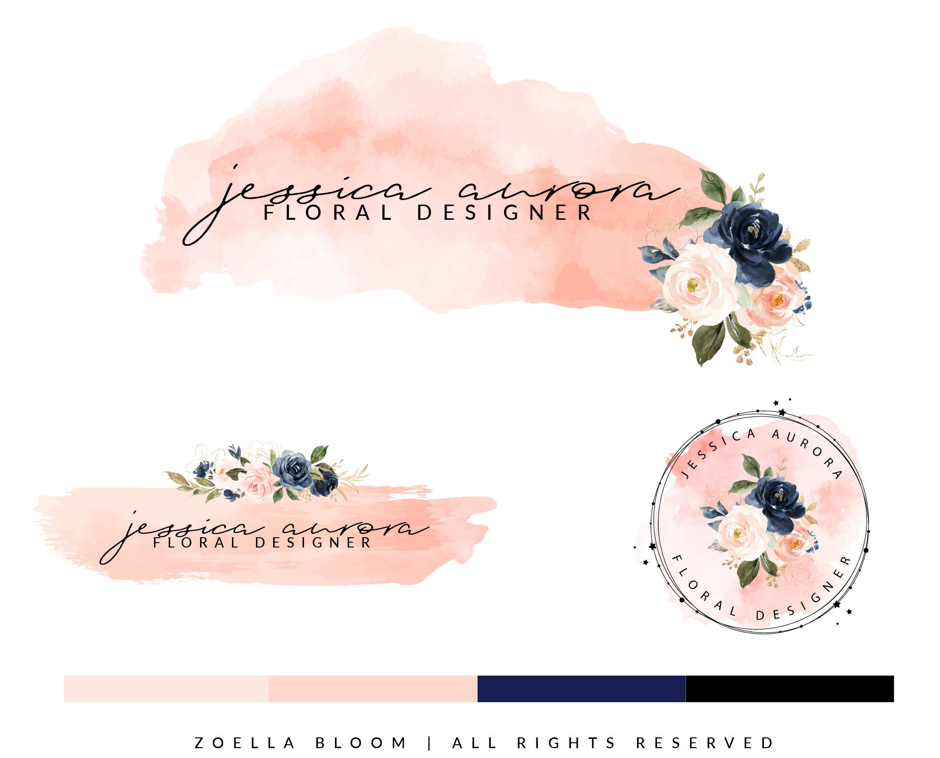 Floral Designer Logo Design Watermark Modern & Website Logo | Etsy