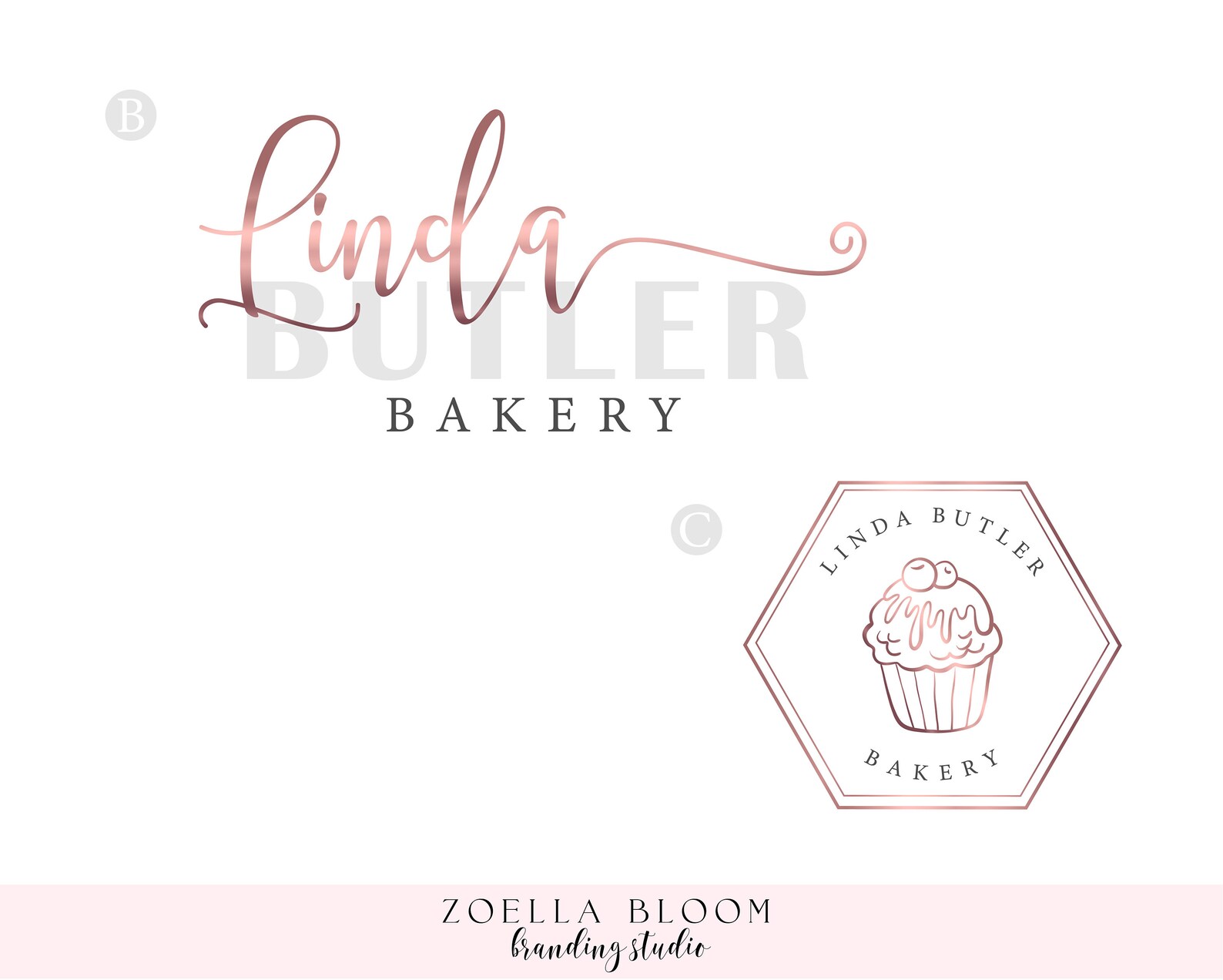 Bakery Logo Rose Gold Premade Package Floral Logo - Etsy