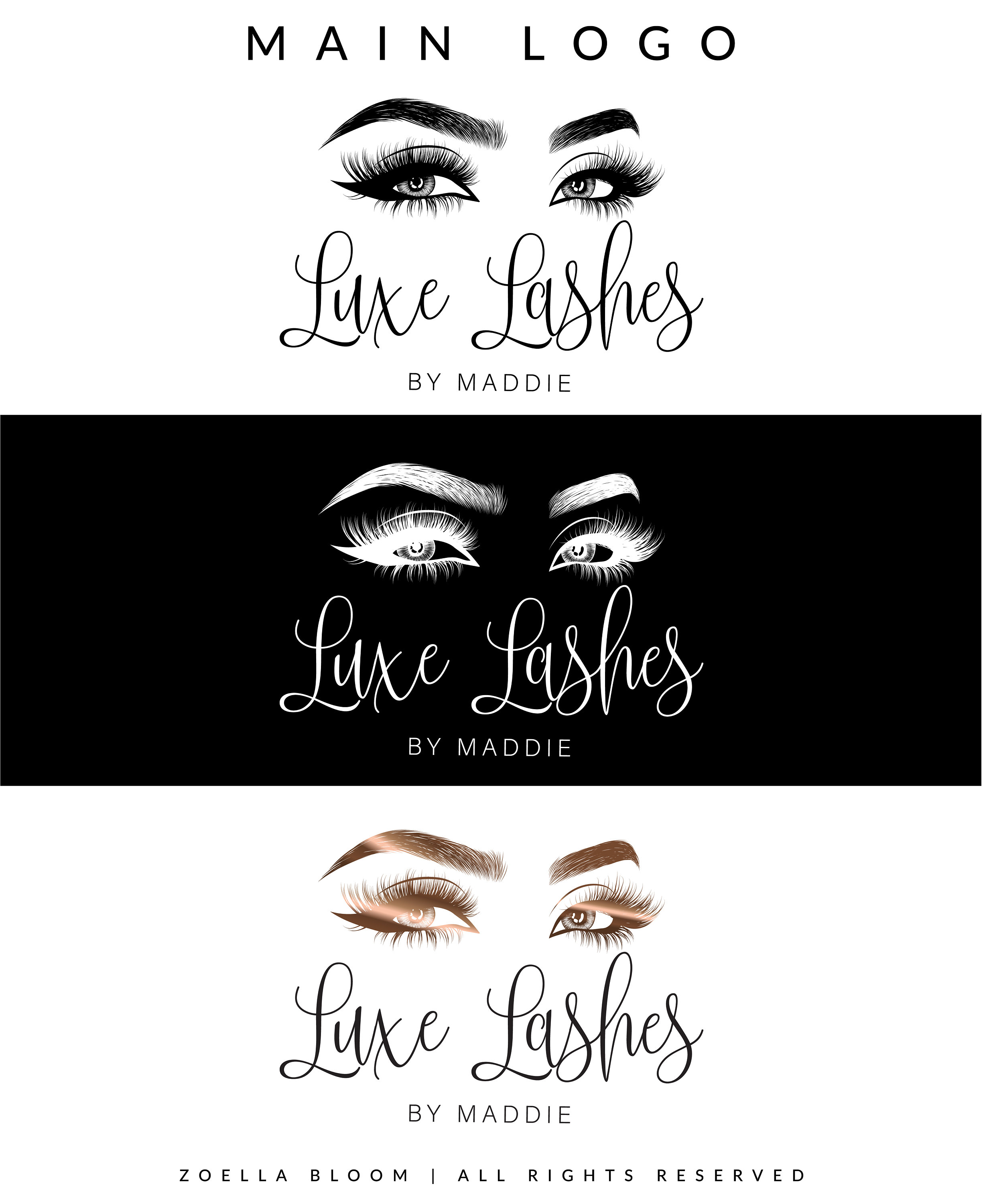 Luxe Lashes Lash Logo Design Eyelash Lash Technician Logo - Etsy