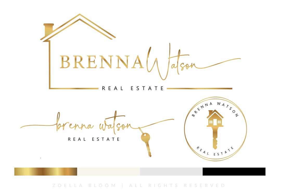 Real Estate Gold Logo Design, Key Logo, Business Logo Design, Realtor ...