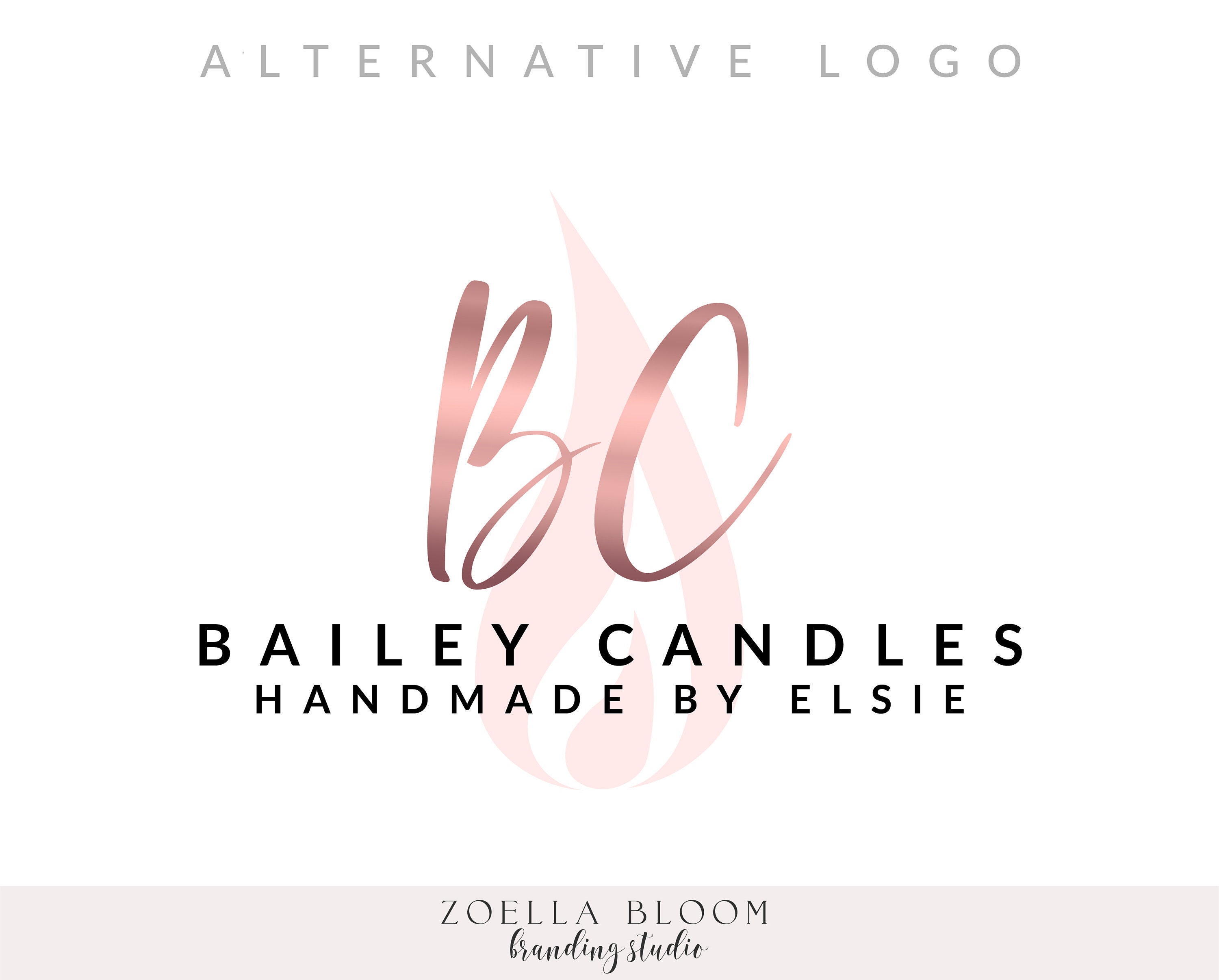 Candle Logo Boutique Handmade Homemade Candles Rose Gold Watermarks ...