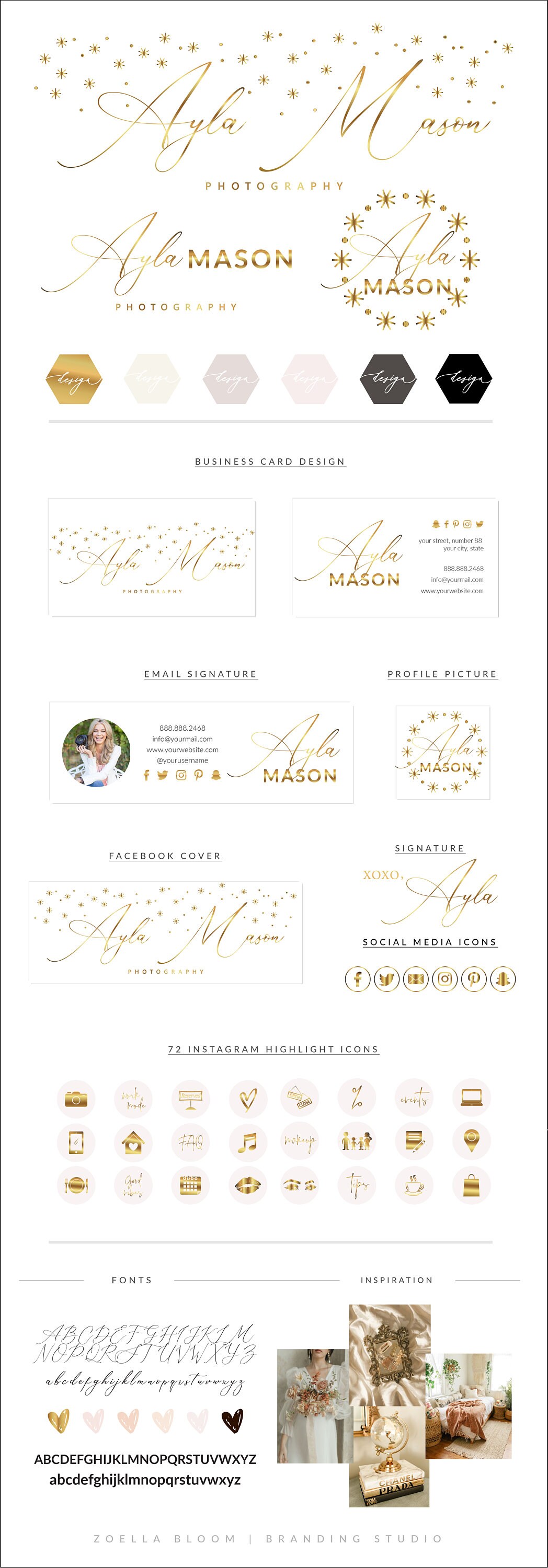 Gold Photography Watermark Logo Design Calligraphy Website | Etsy