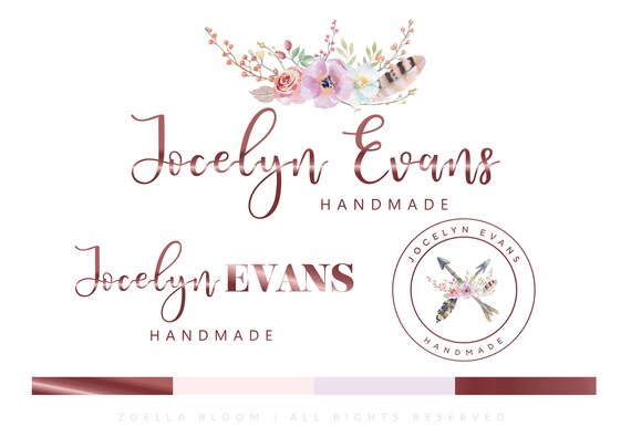 Handmade Logo Metallic Premade Branding Kit Calligraphy - Etsy