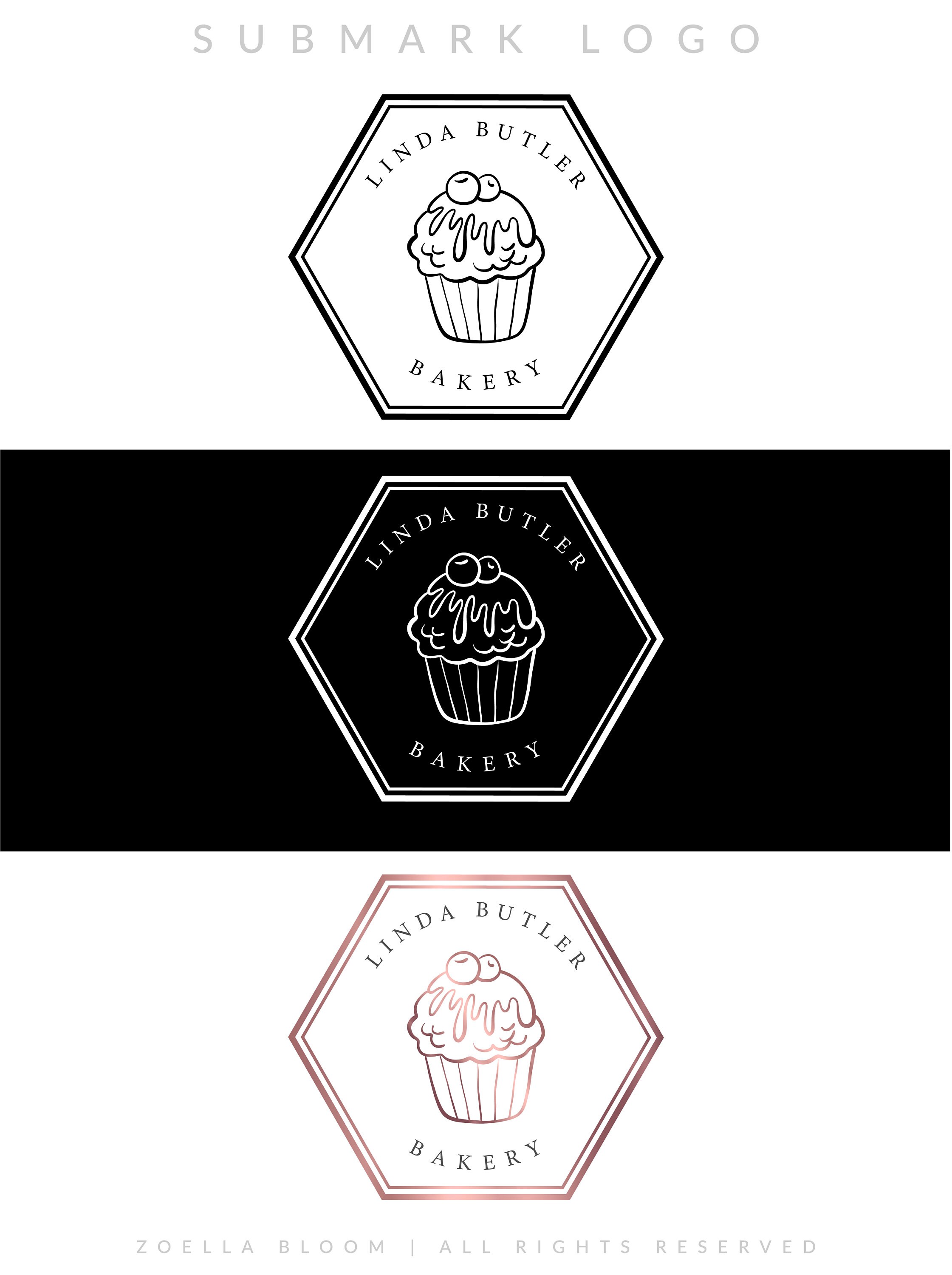 Bakery Logo Rose Gold Premade Package Floral Logo - Etsy
