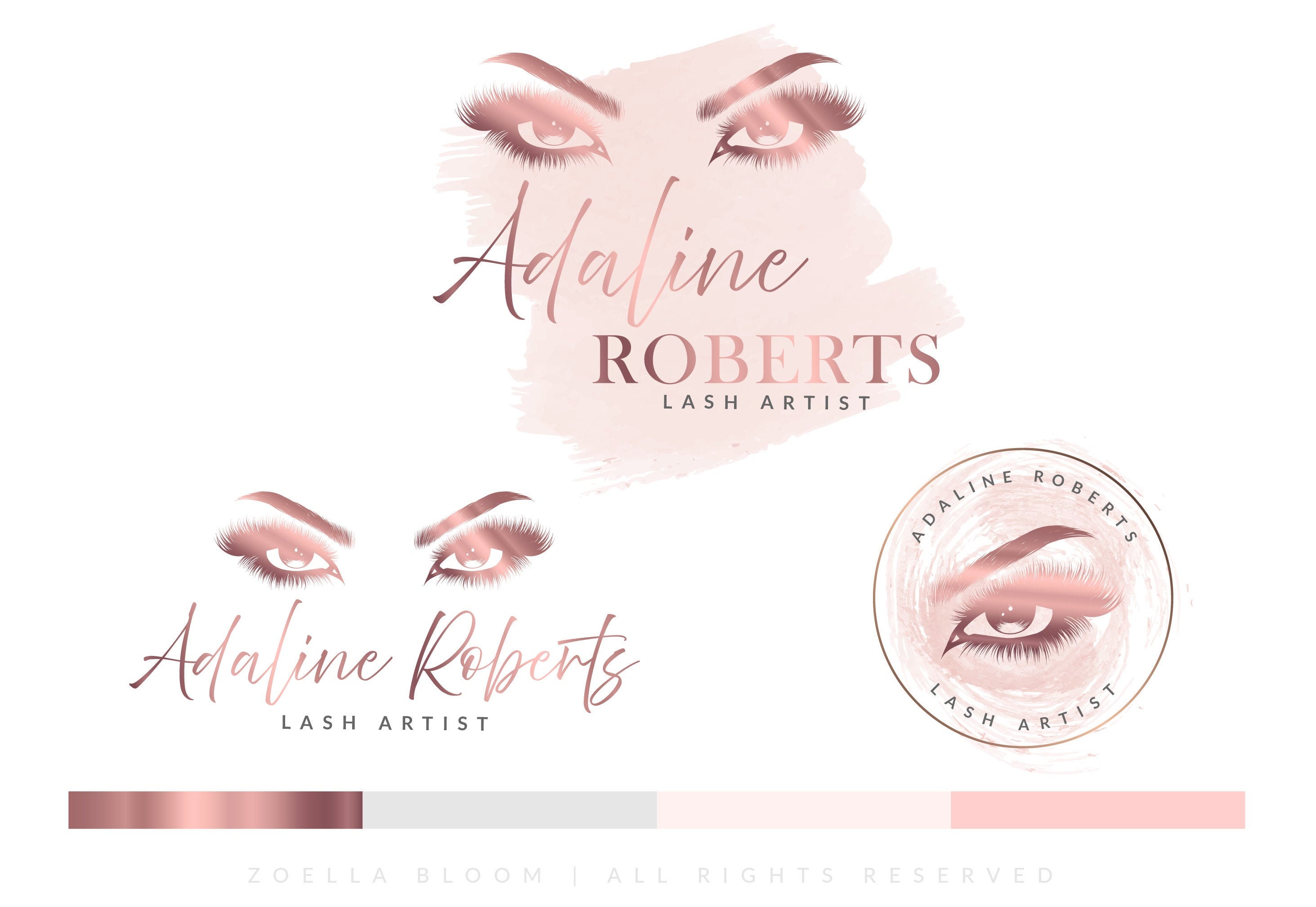 Rose Gold Lash Logo Lash Artist Watermark Lash Branding | Etsy