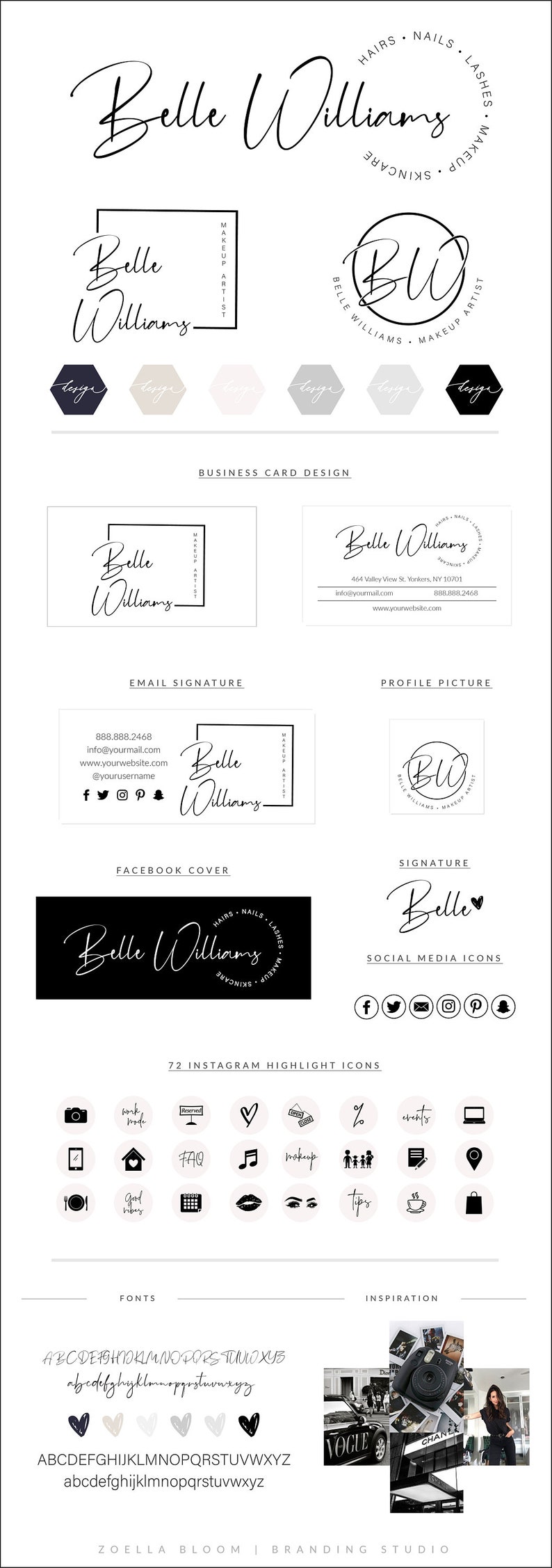 Premade Feminine Logo Design With Watermark Branding Kit | Etsy