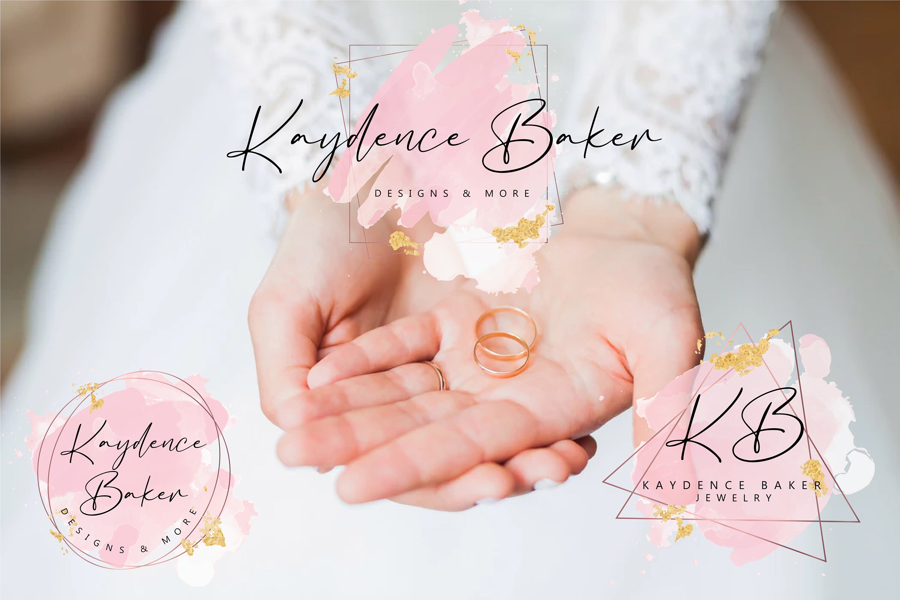 Pink Watercolor Logo, Watermark, Business Logo Design Branding Kit ...