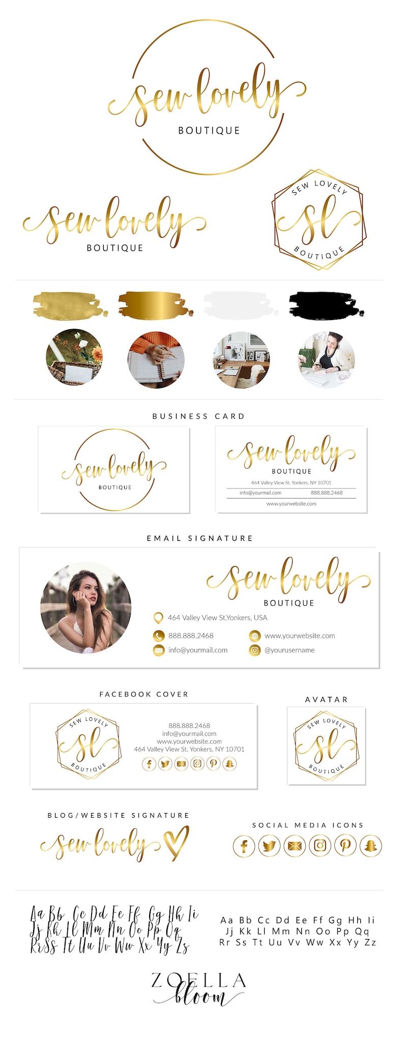 Gold Logos Branding Kit Watermark Business Packages Website - Etsy