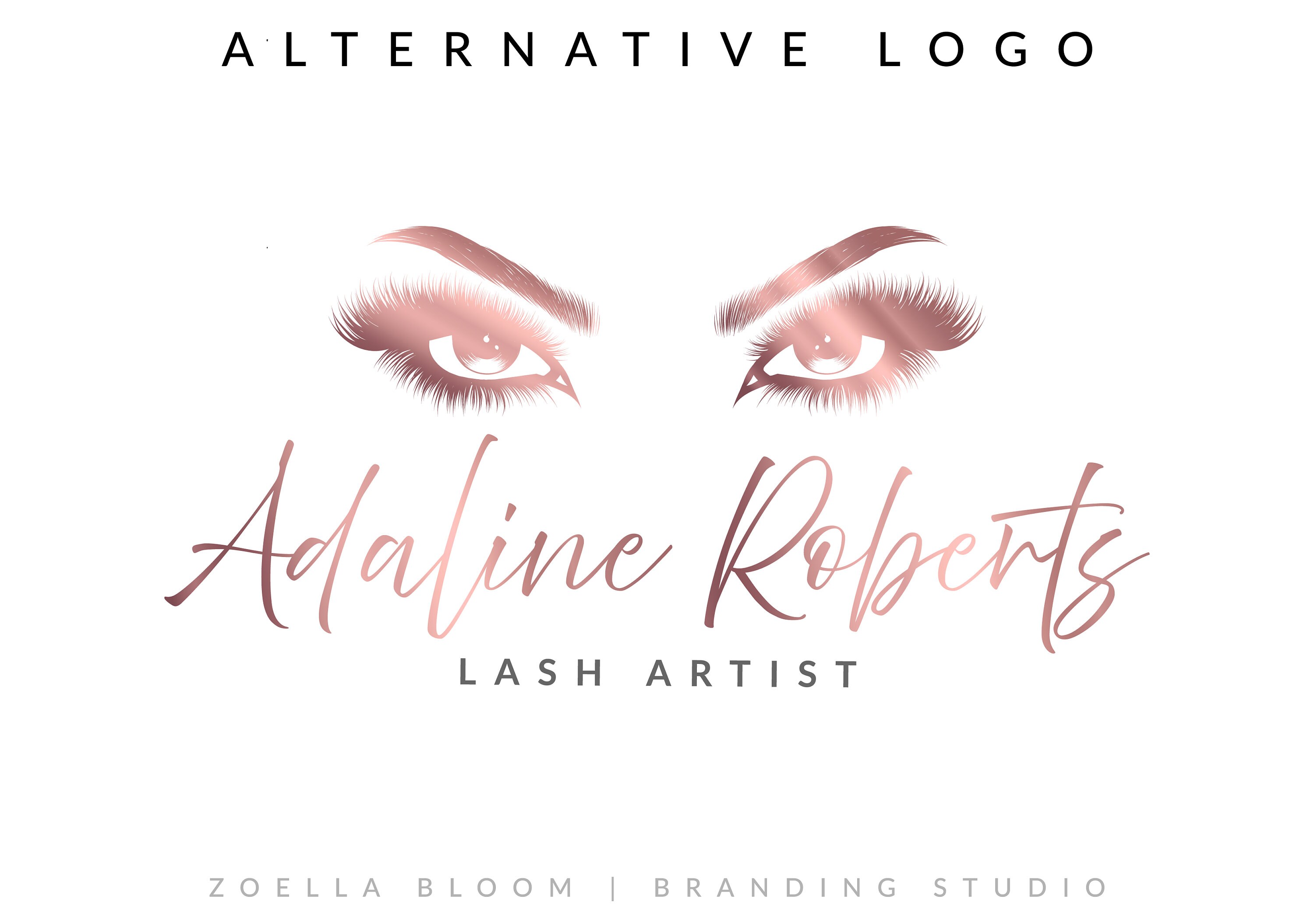 Rose Gold Lash Logo Lash Artist Watermark Lash Branding | Etsy