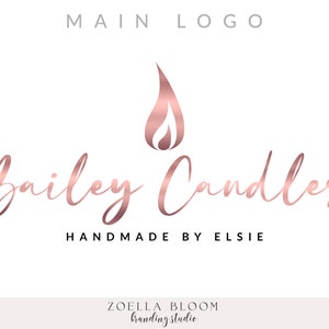 Candle Logo Boutique Handmade Homemade Candles Rose Gold Watermarks ...