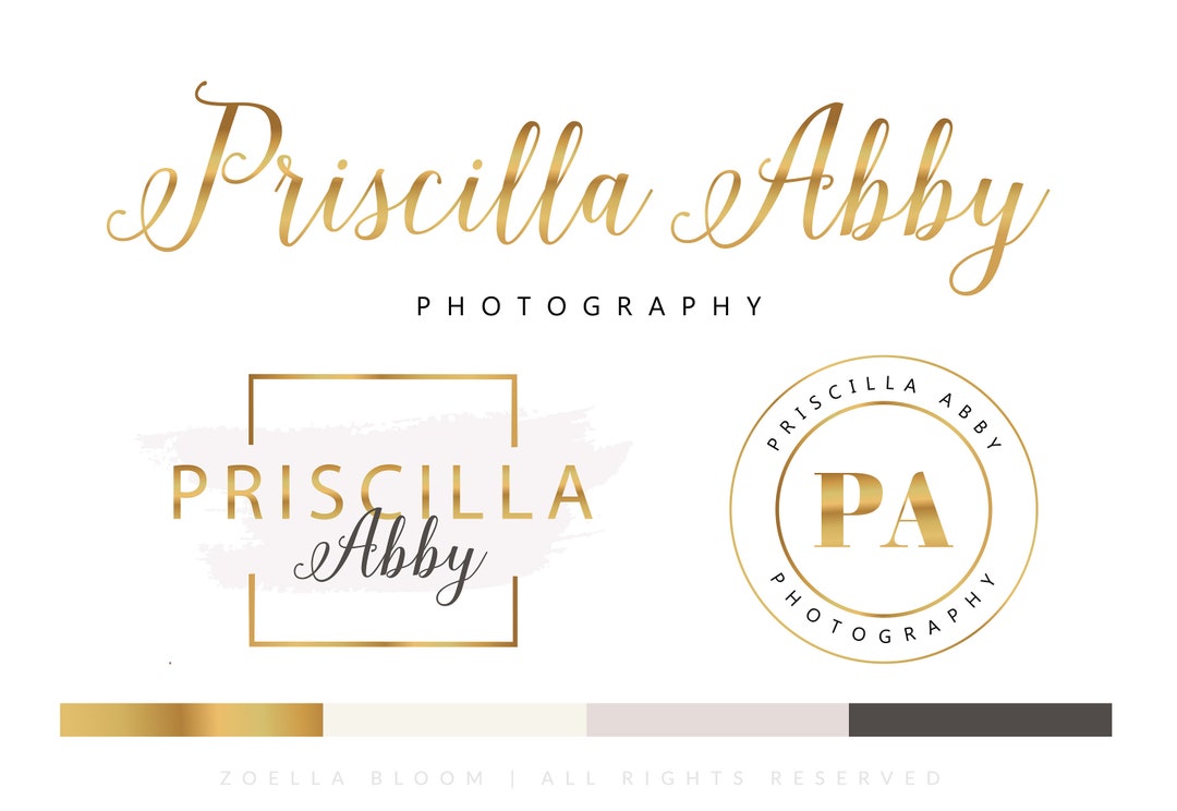 Gold Logo Calligraphy Premade Logo Design Branding Kit Package ...
