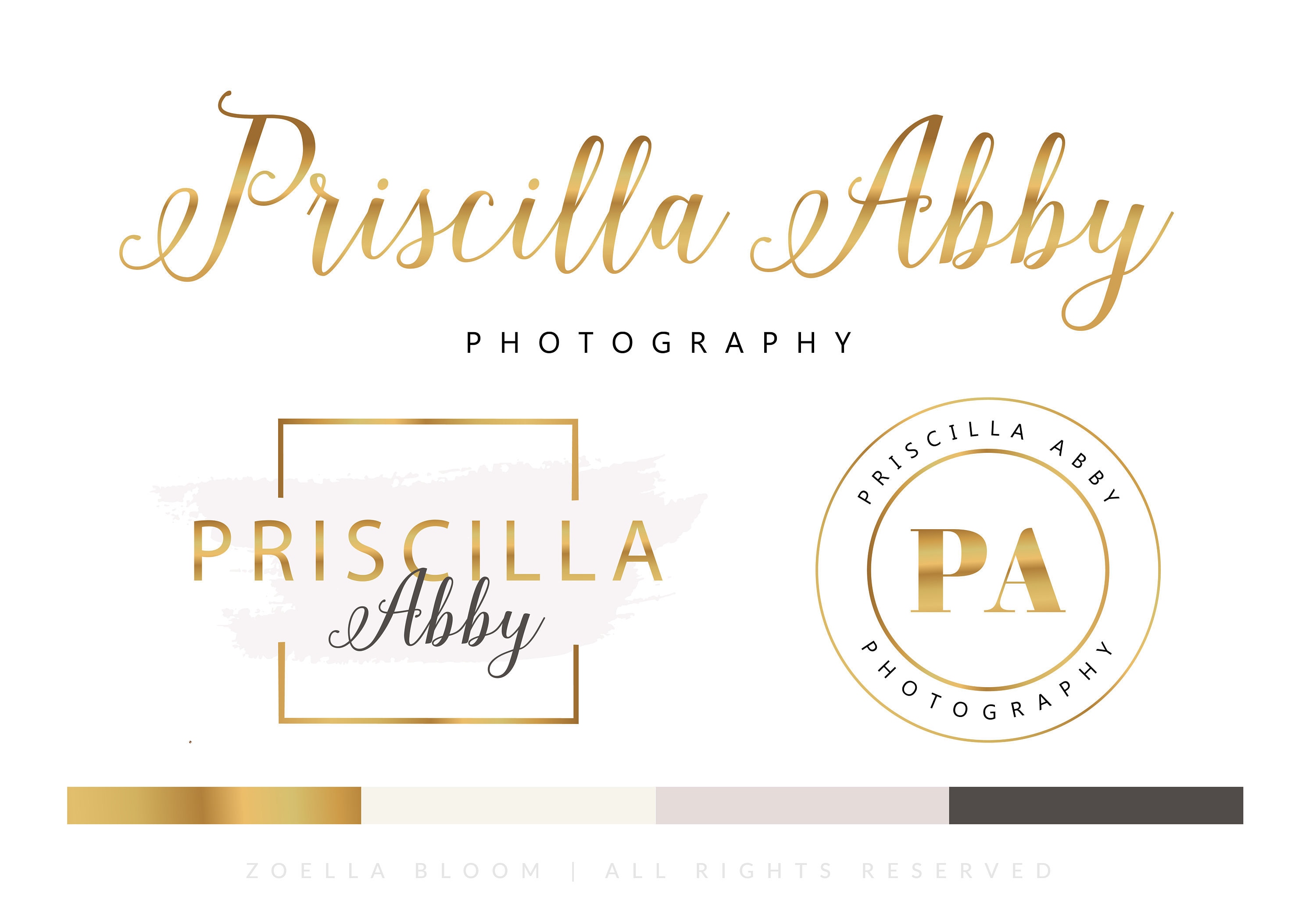 Gold Logo Calligraphy Premade Logo Design Branding Kit Package ...