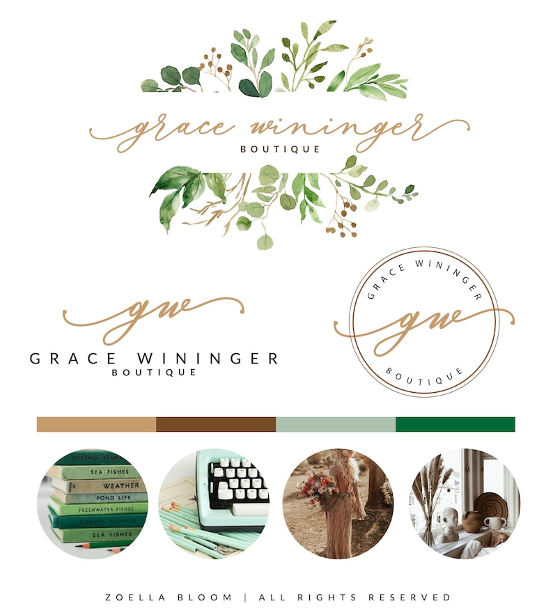 Leaves Modern Logo, Set Logo, Calligraphy, Floral Photography Logo ...
