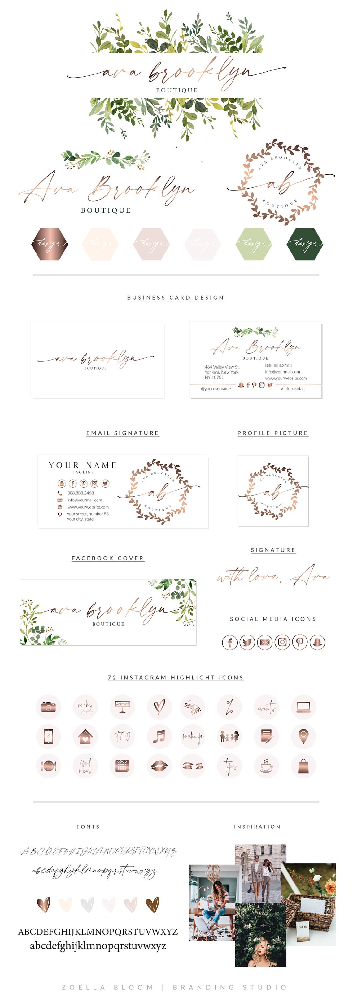 Watermarks Website Photography Boutique Logo Design Floral | Etsy