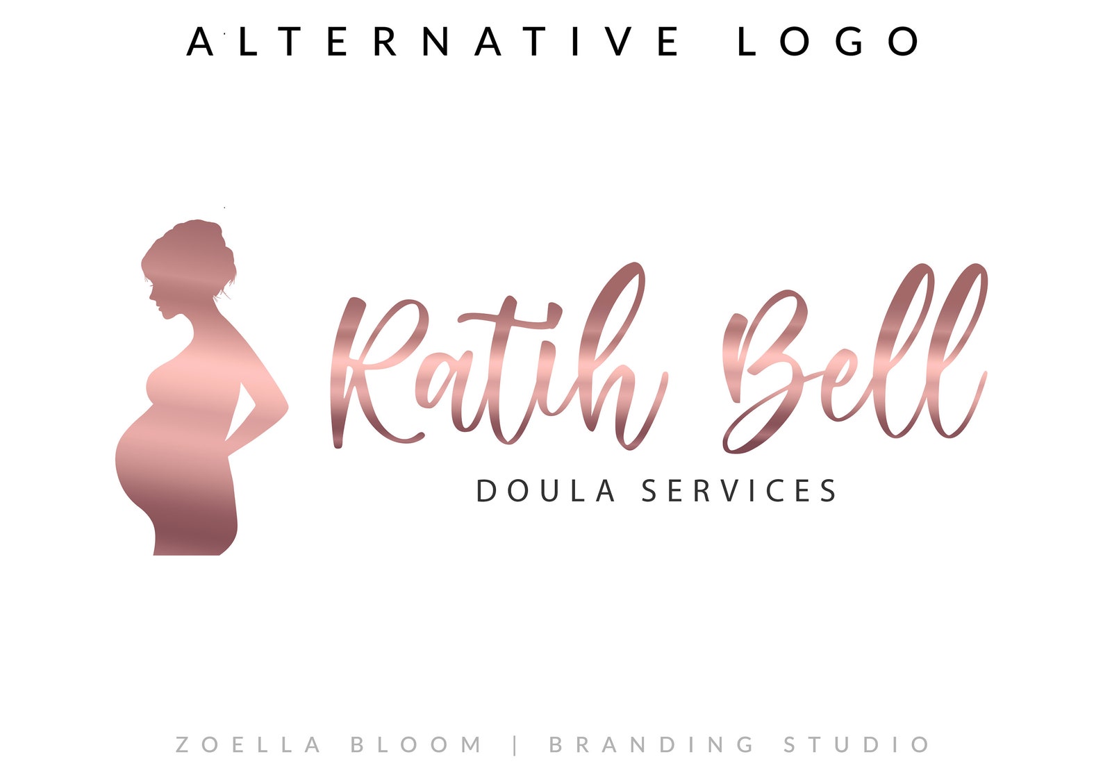 Rose Gold Doula Logo, Doula and Birth Services Logo, Pregnant Logo ...