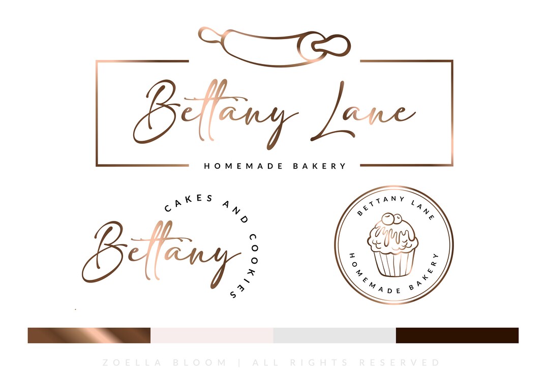 Bakery Rose Gold Logo Design, Homemade Cakes and Cookies, Muffin Logo ...