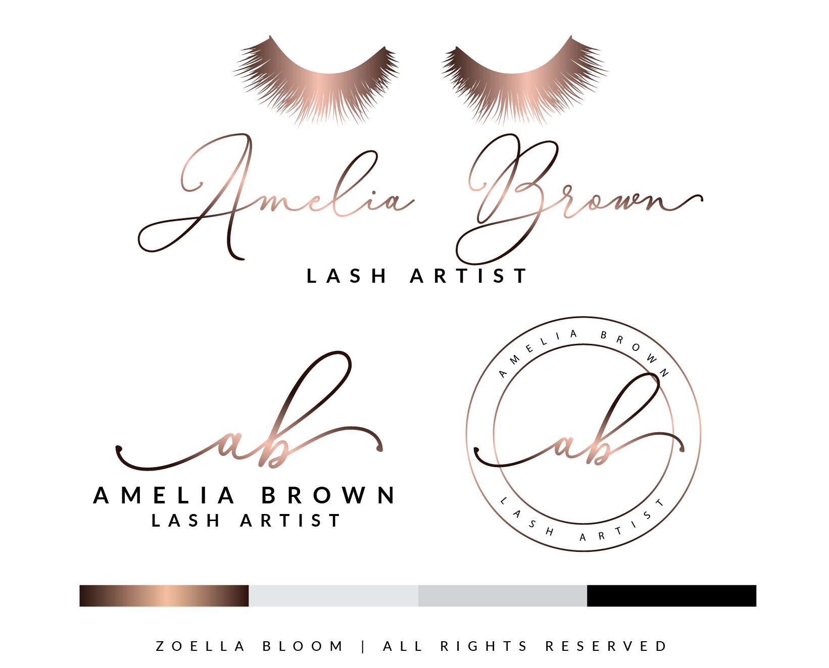Rose Gold Lash Logo Lash Extension Logo Brow Logo Premade | Etsy