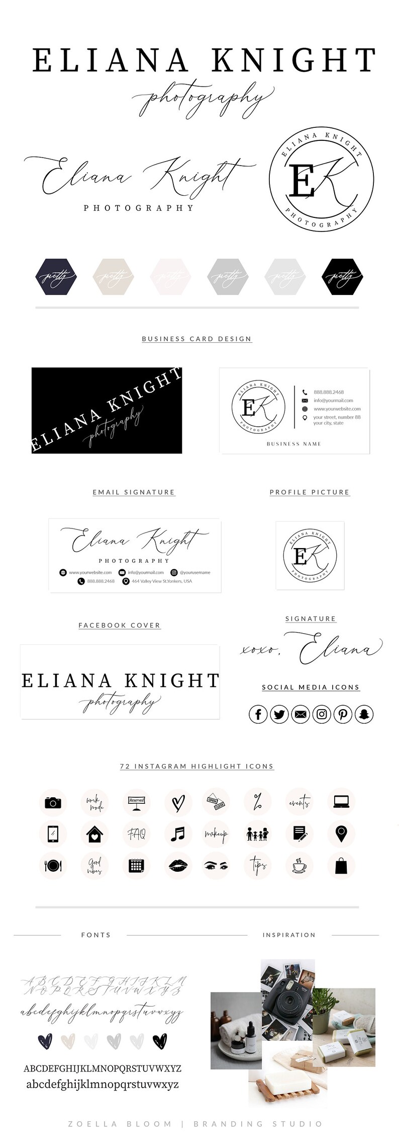 Calligraphy Script Watermark Logo Black White Photography - Etsy