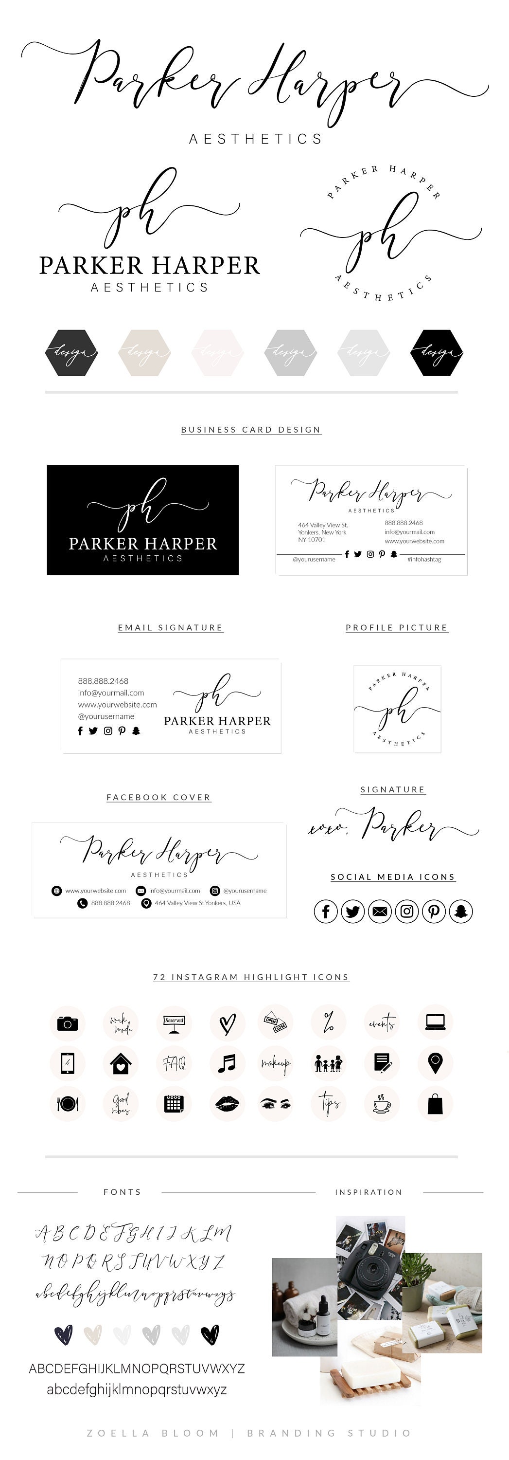 Aesthetic Logo Design, Calligraphy Script, Website Signature, Social ...