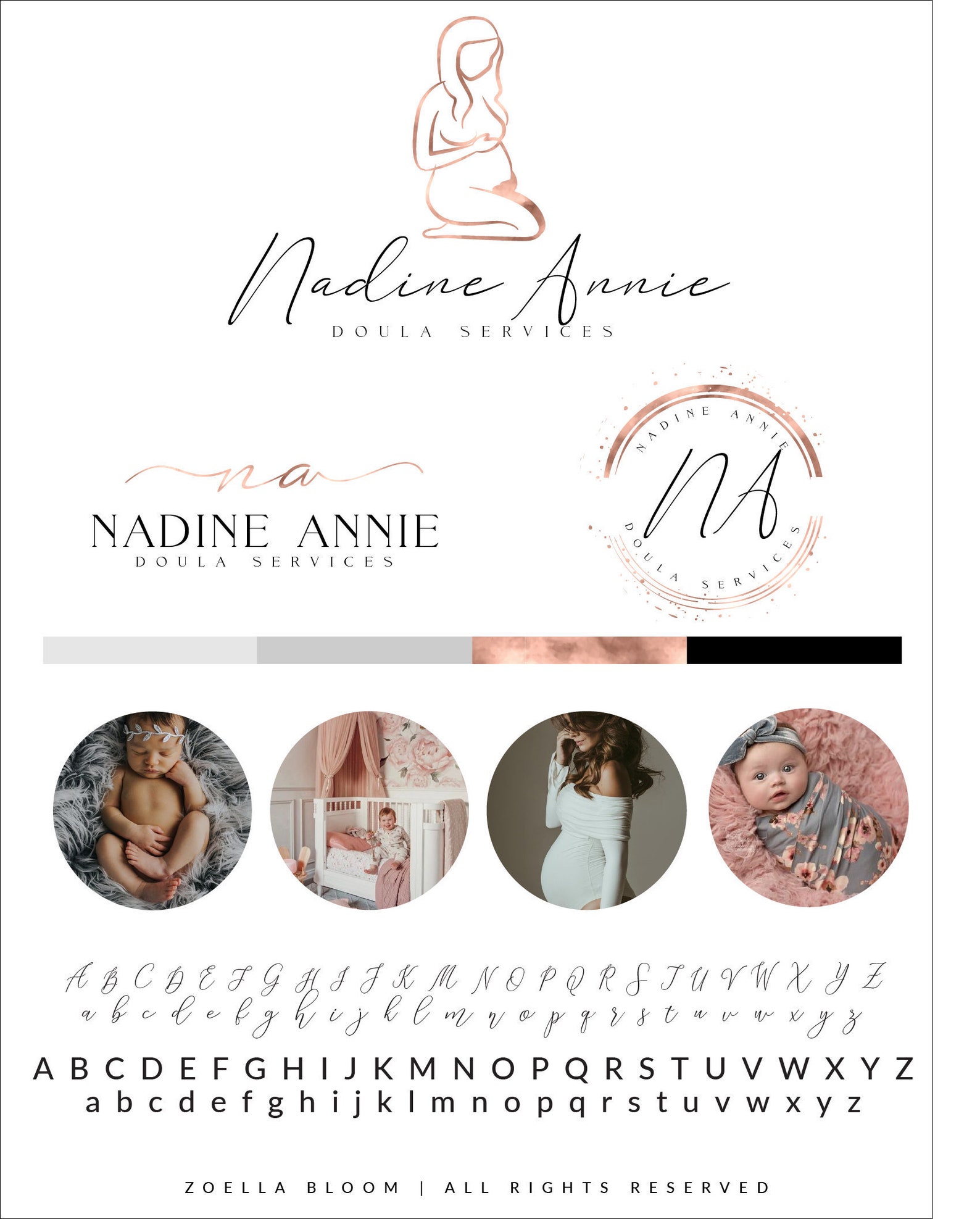 Doula Logo Design Calligraphy Feminine Branding Kit - Etsy