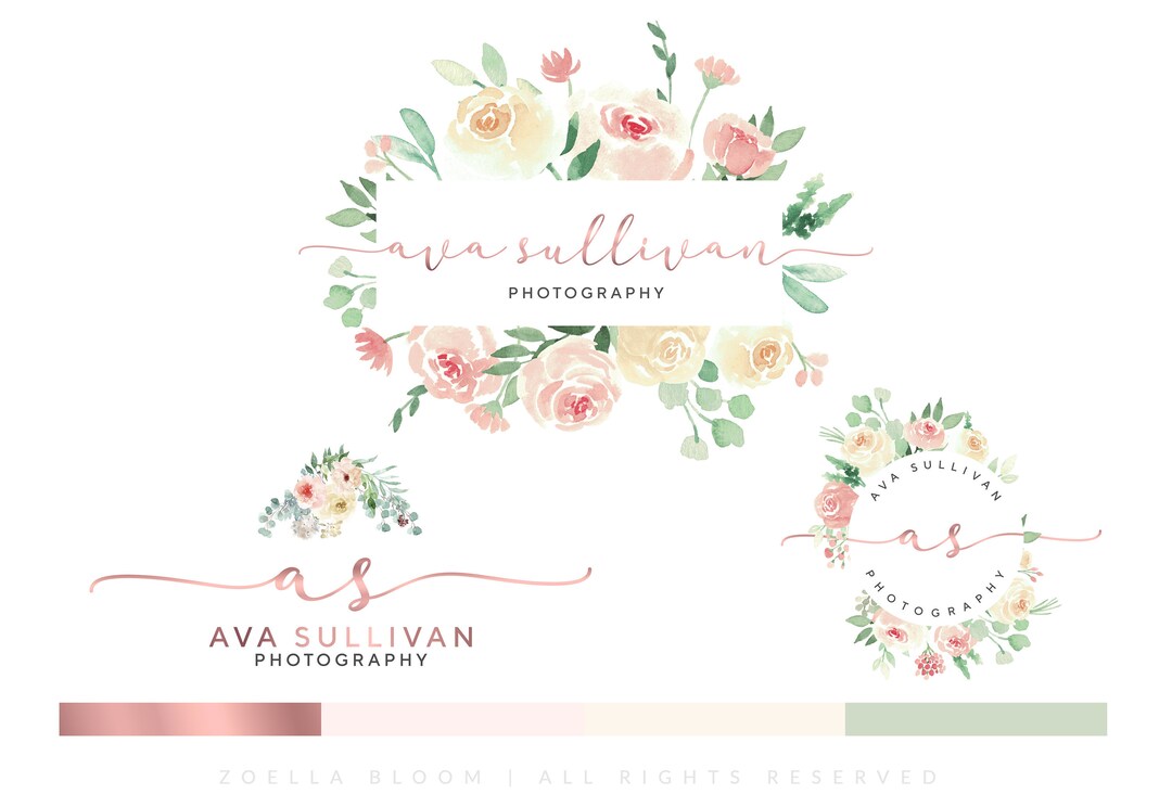 Watermark Flower Logo Elegant Logo Branch Logo Website Photography ...