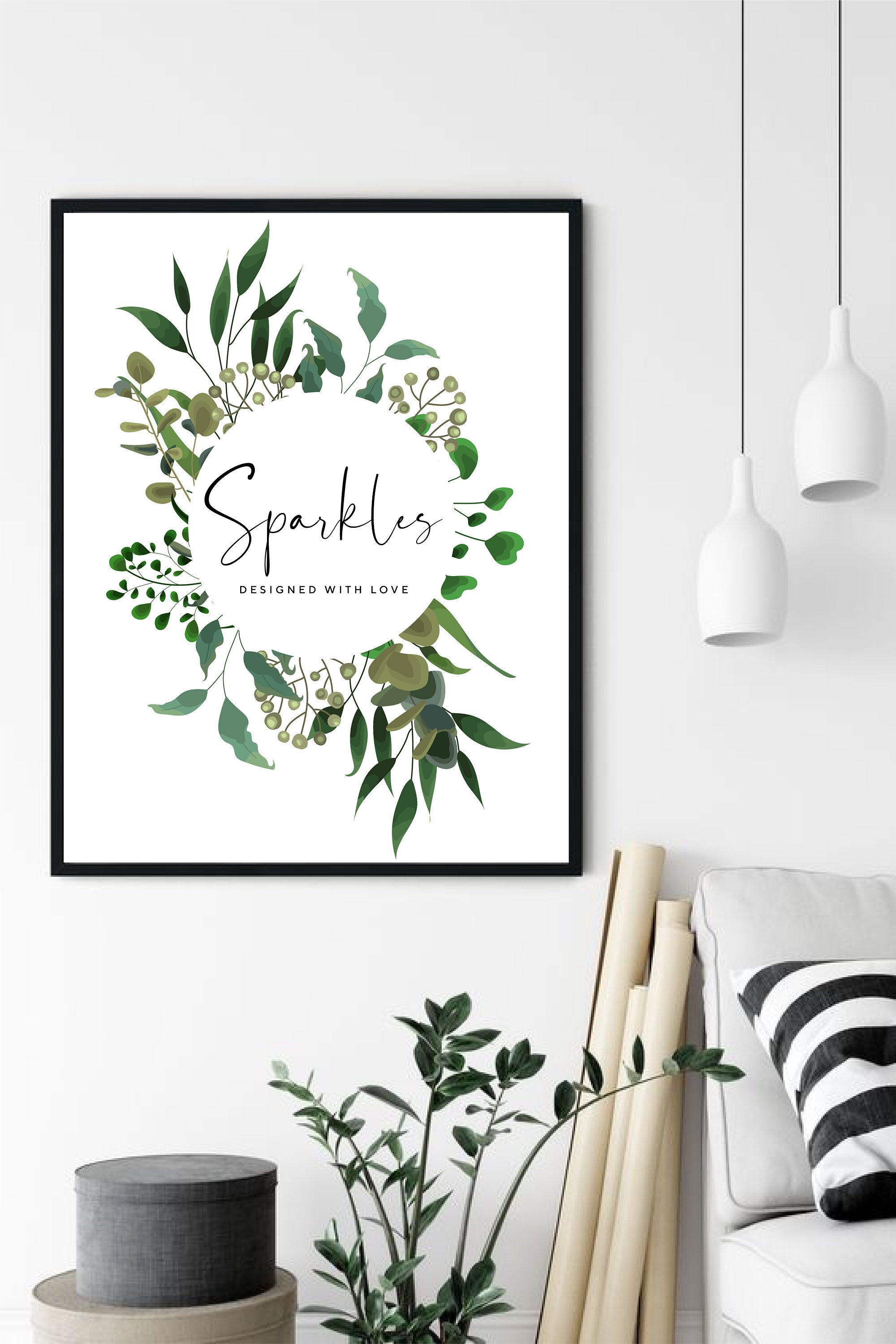Botanical Frame Logo Watermark Business Elegant Logo Website | Etsy