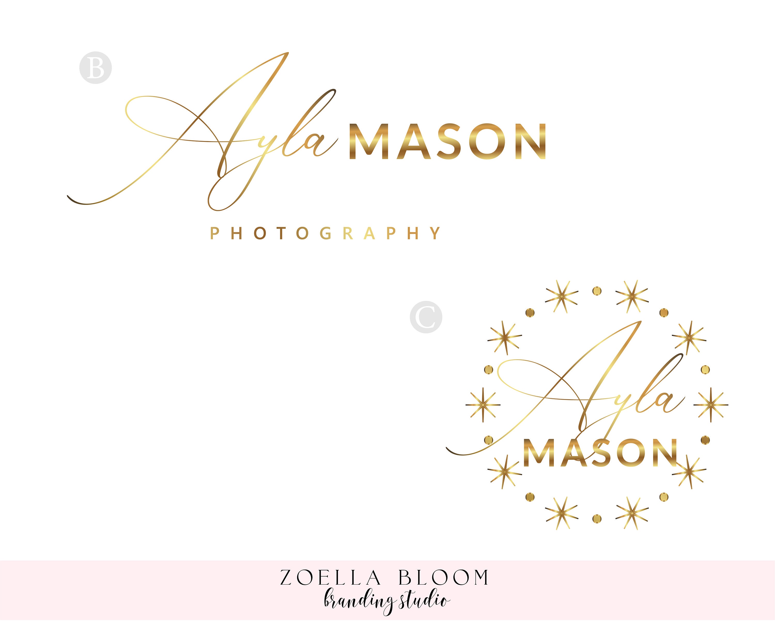 Gold Photography Watermark Logo Design Calligraphy Website | Etsy