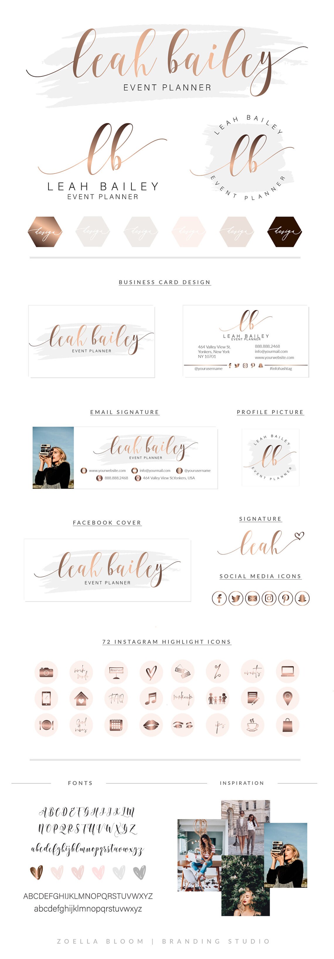 Website Logo Rose Gold Photography Business Branding Package - Etsy