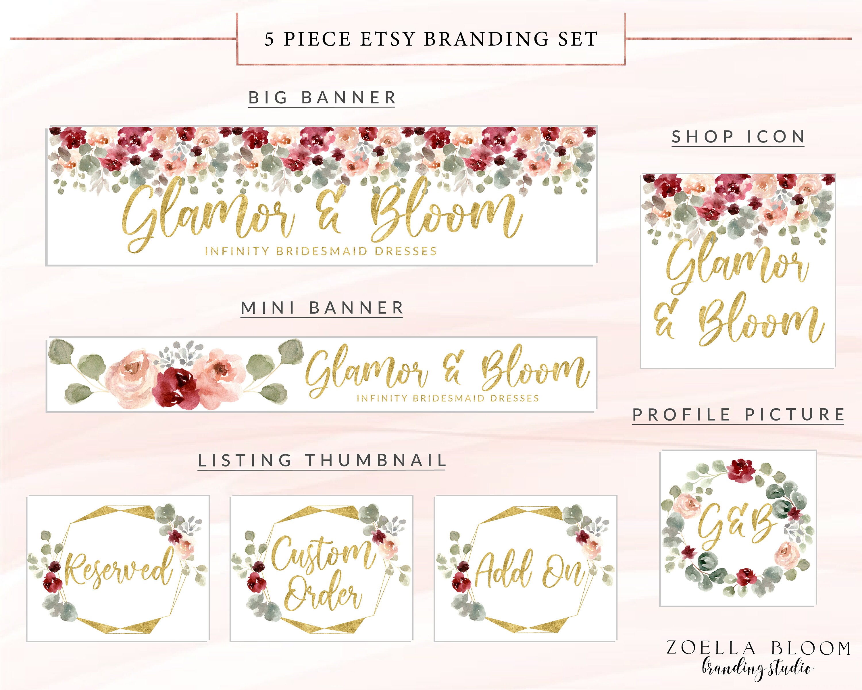 Etsy Banner Cover Photo, Branding Kit Icon Listing Template Graphic ...