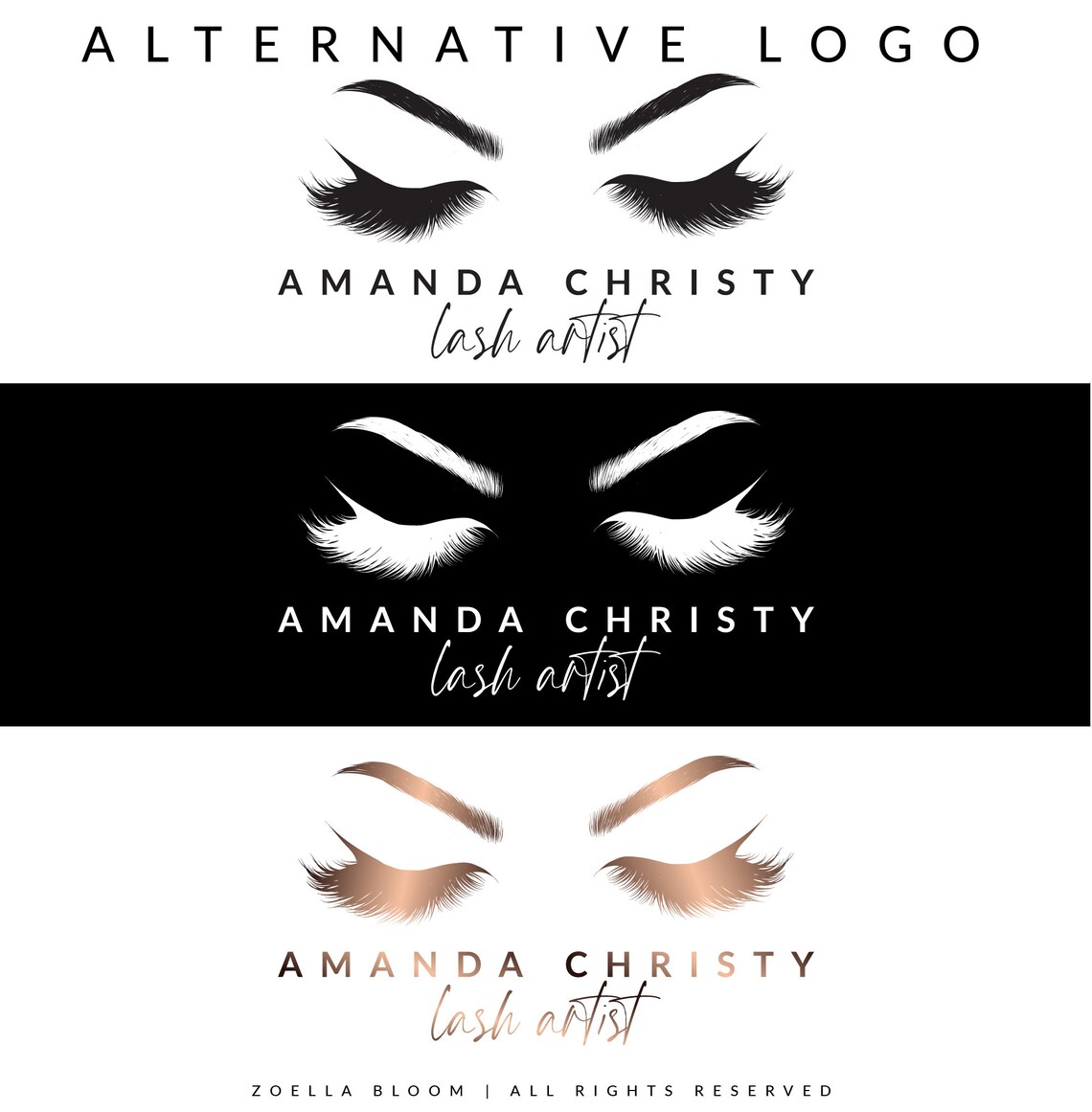 Rose Gold Lash Artist Logo Lash Extension Logo Brow Logo - Etsy