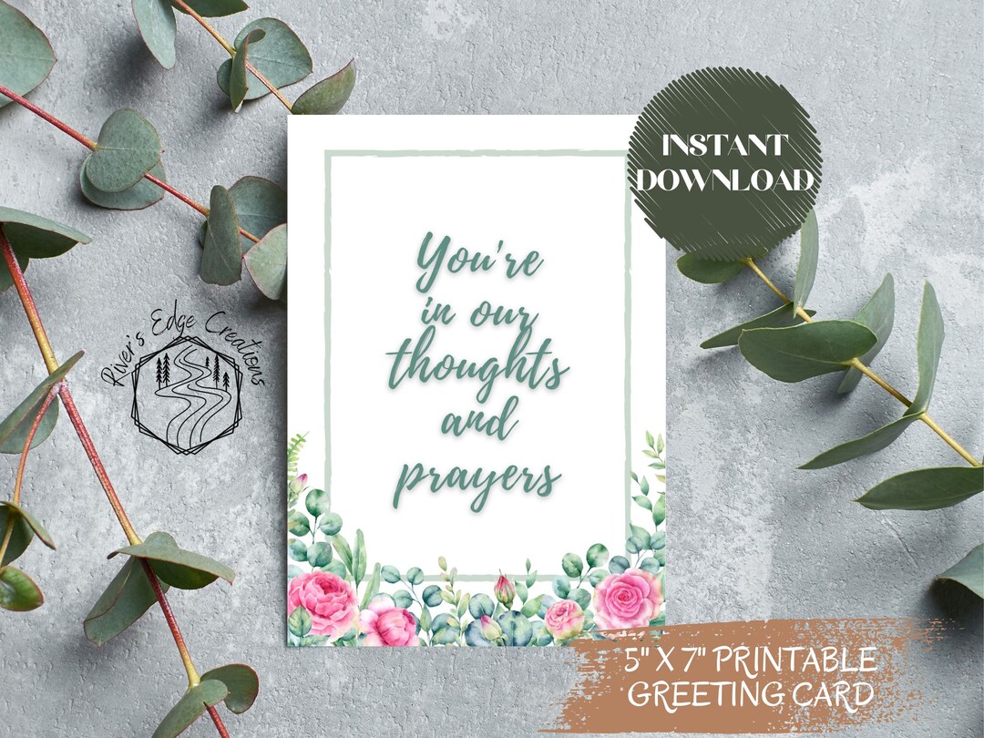 Printable Sympathy Card, Classic, Vintage Inspired, Eucalyptus, Pink ...